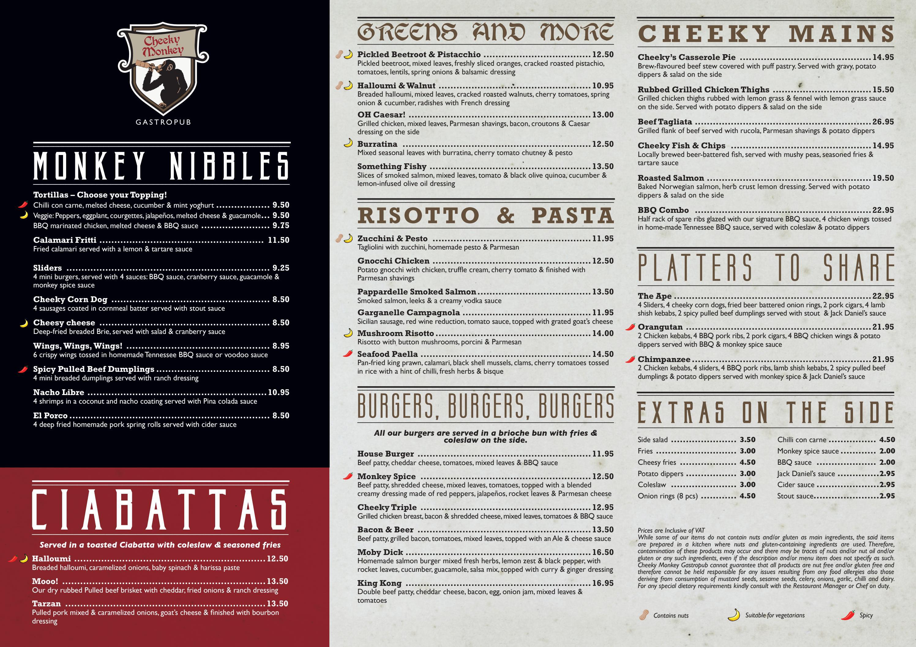 Cheeky Monkey GastroPub Qawra - Food Menu by Axhotels Malta - Issuu