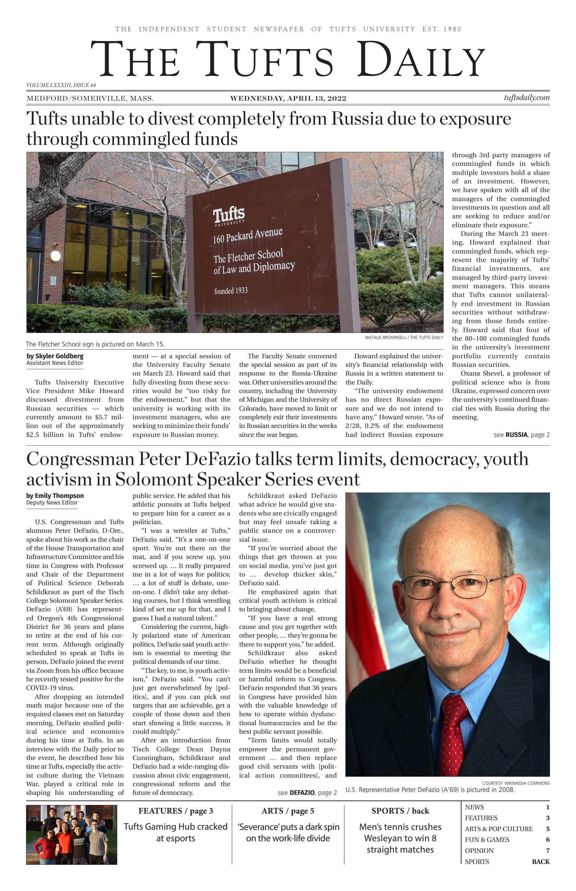 The Tufts Daily - Wednesday, April 13, 2022 by The Tufts Daily - Issuu