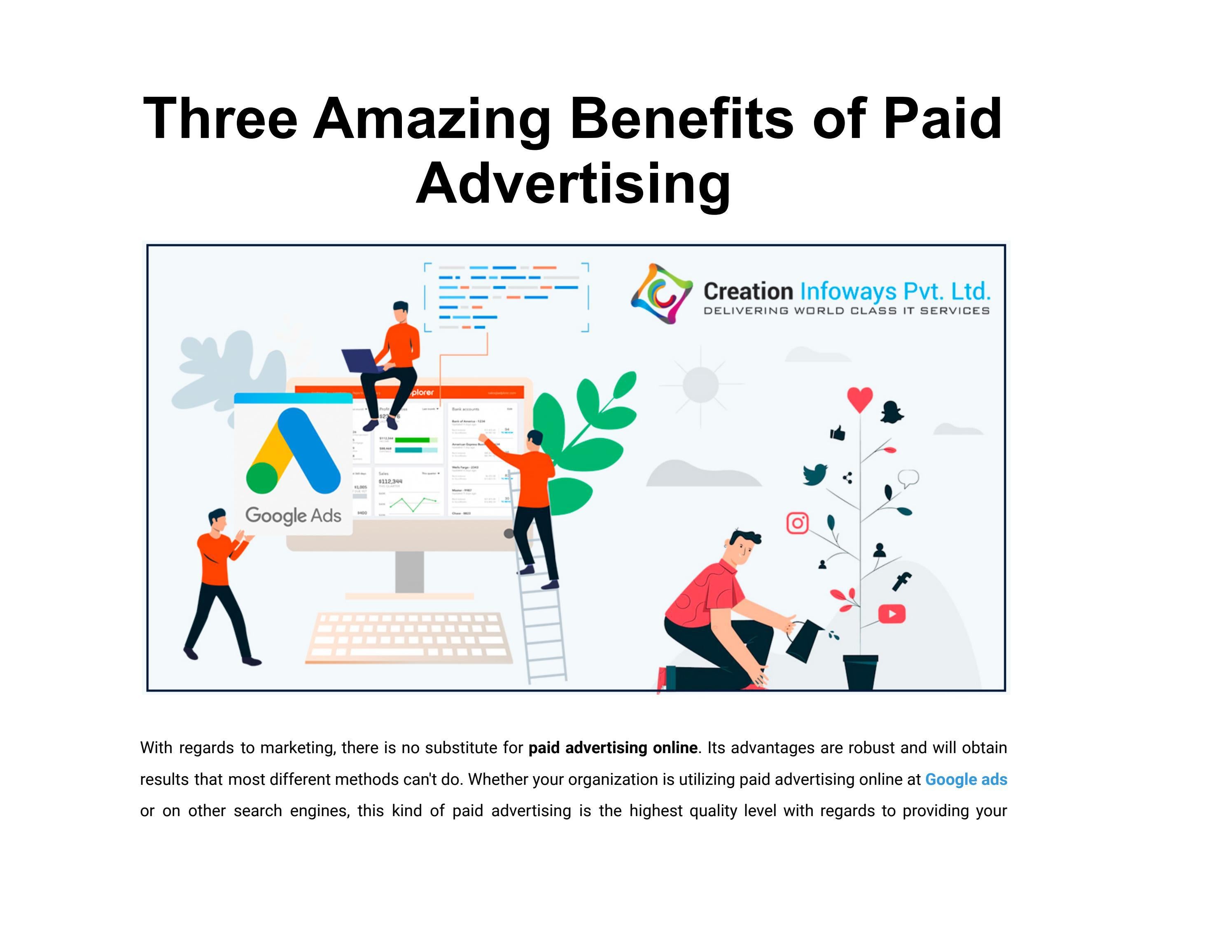 Three Amazing Benefits of Paid Advertising by Creation Infoways - Issuu