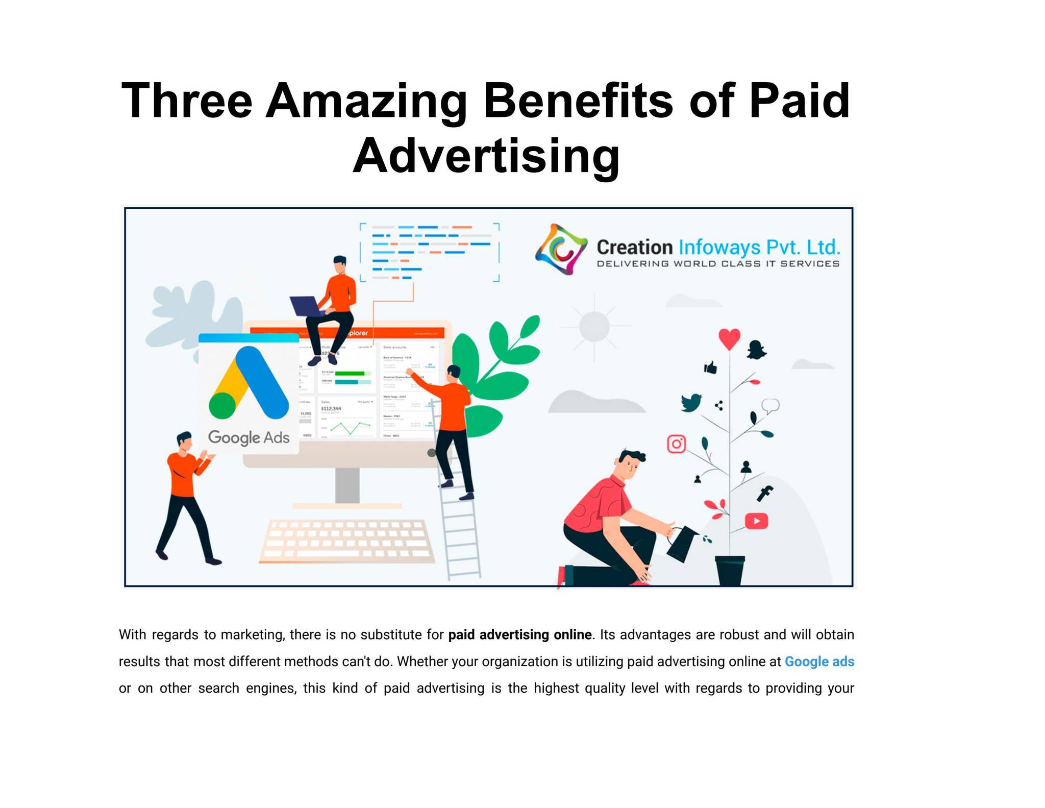 Three Amazing Benefits of Paid Advertising by Creation Infoways - Issuu