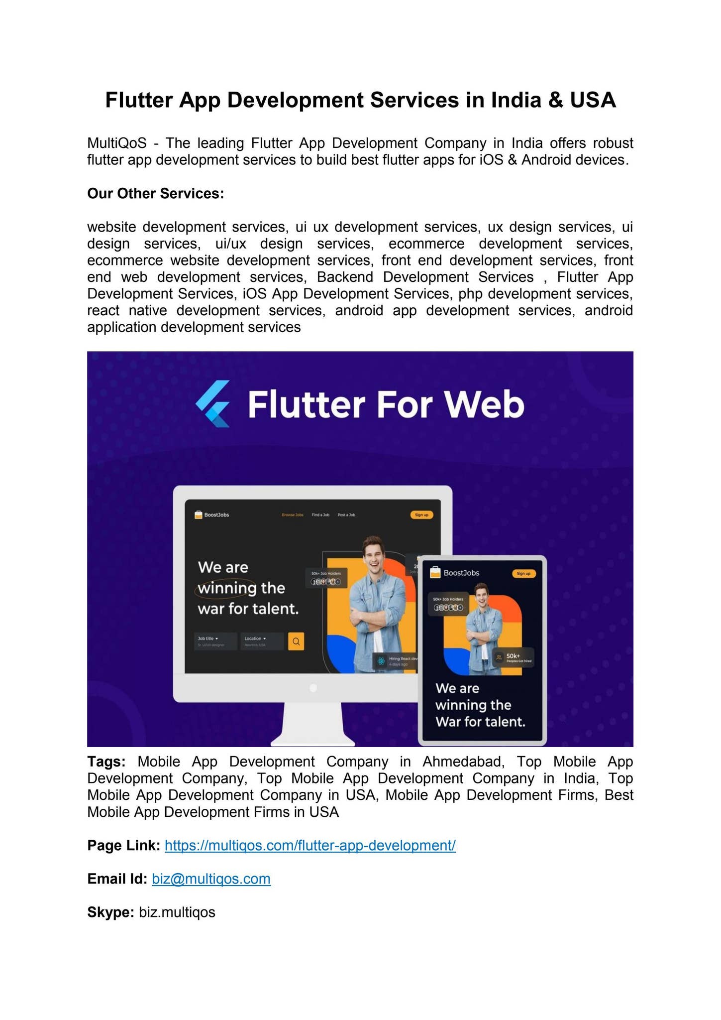 Flutter App Development Services in India & USA by MultiQoS Tech - Issuu