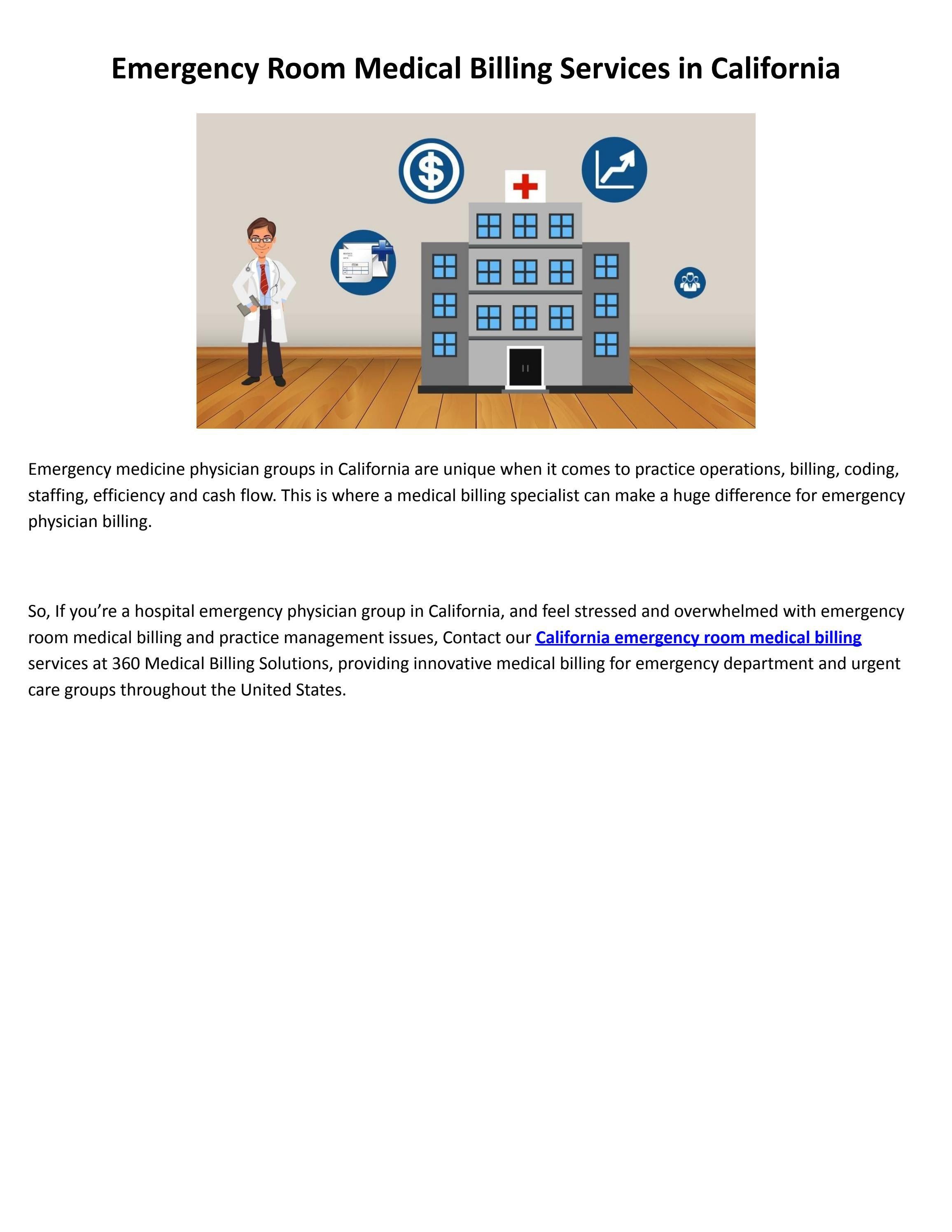Emergency Room Medical Billing Services in California by 360 Medical ...