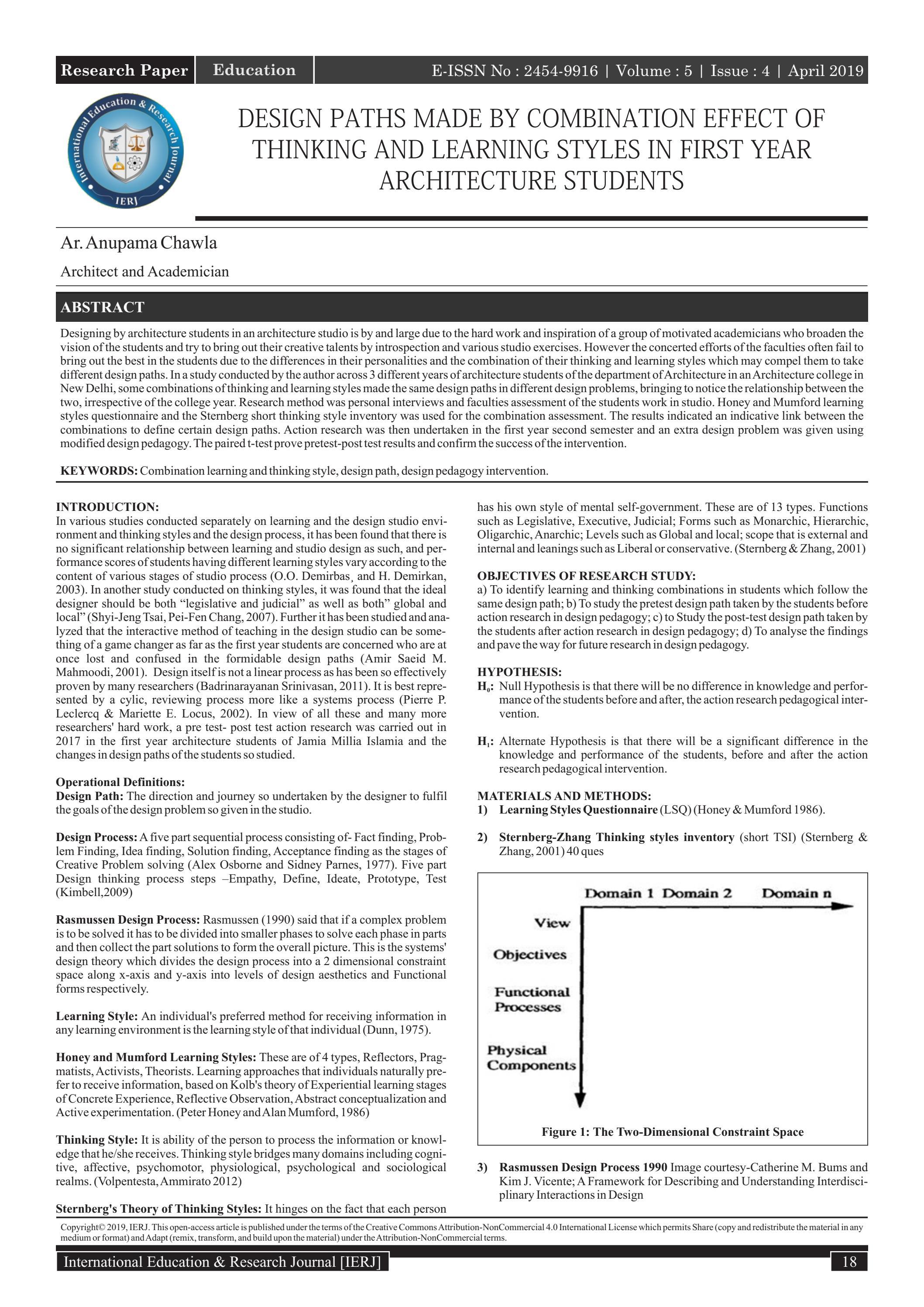 DESIGN PATHS MADE BY COMBINATION EFFECT OF THINKING AND LEARNING STYLES ...