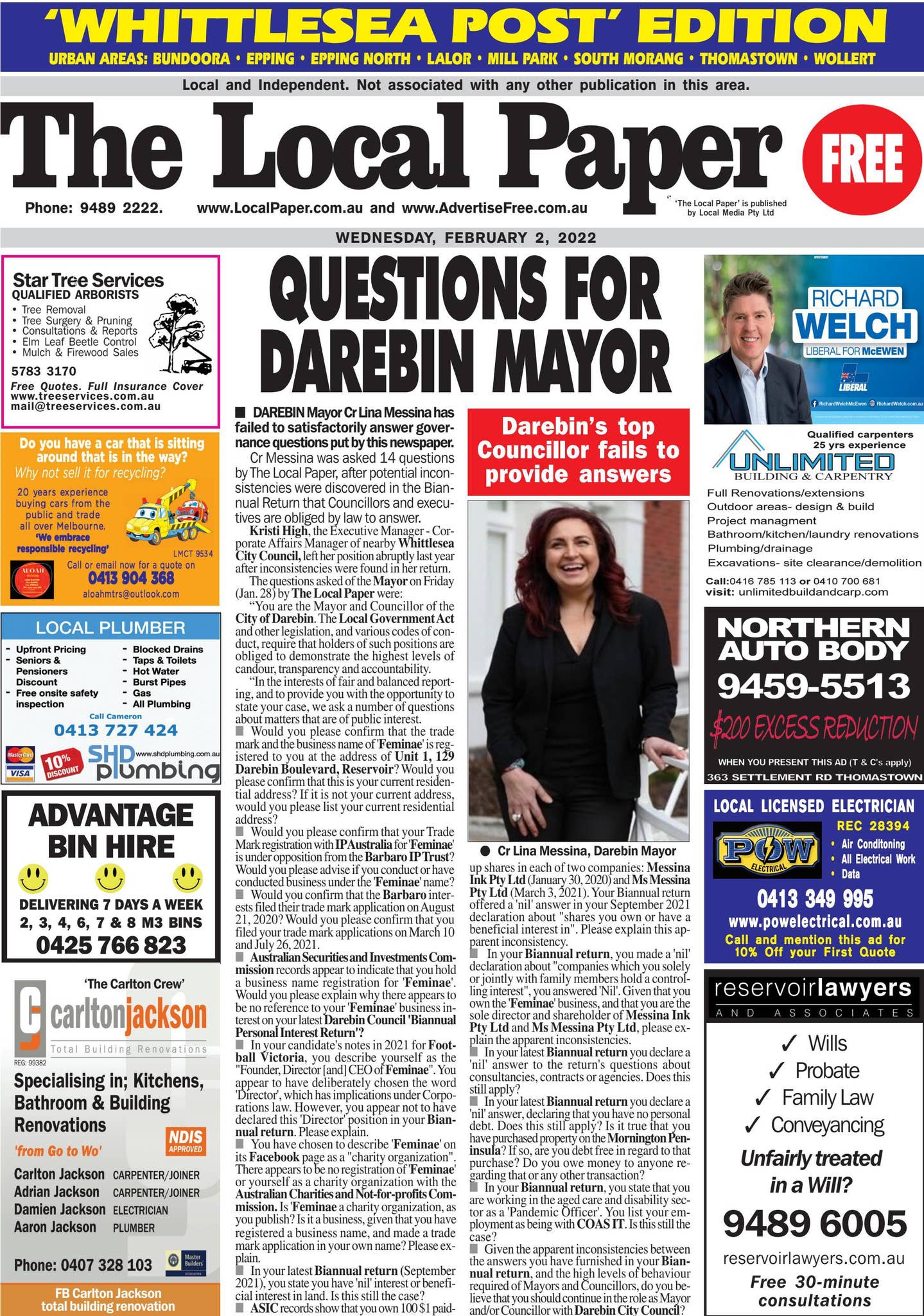 The Local Paper. Whittlesea Post Edition. Wed., Feb. 2, 2022 by Ash ...