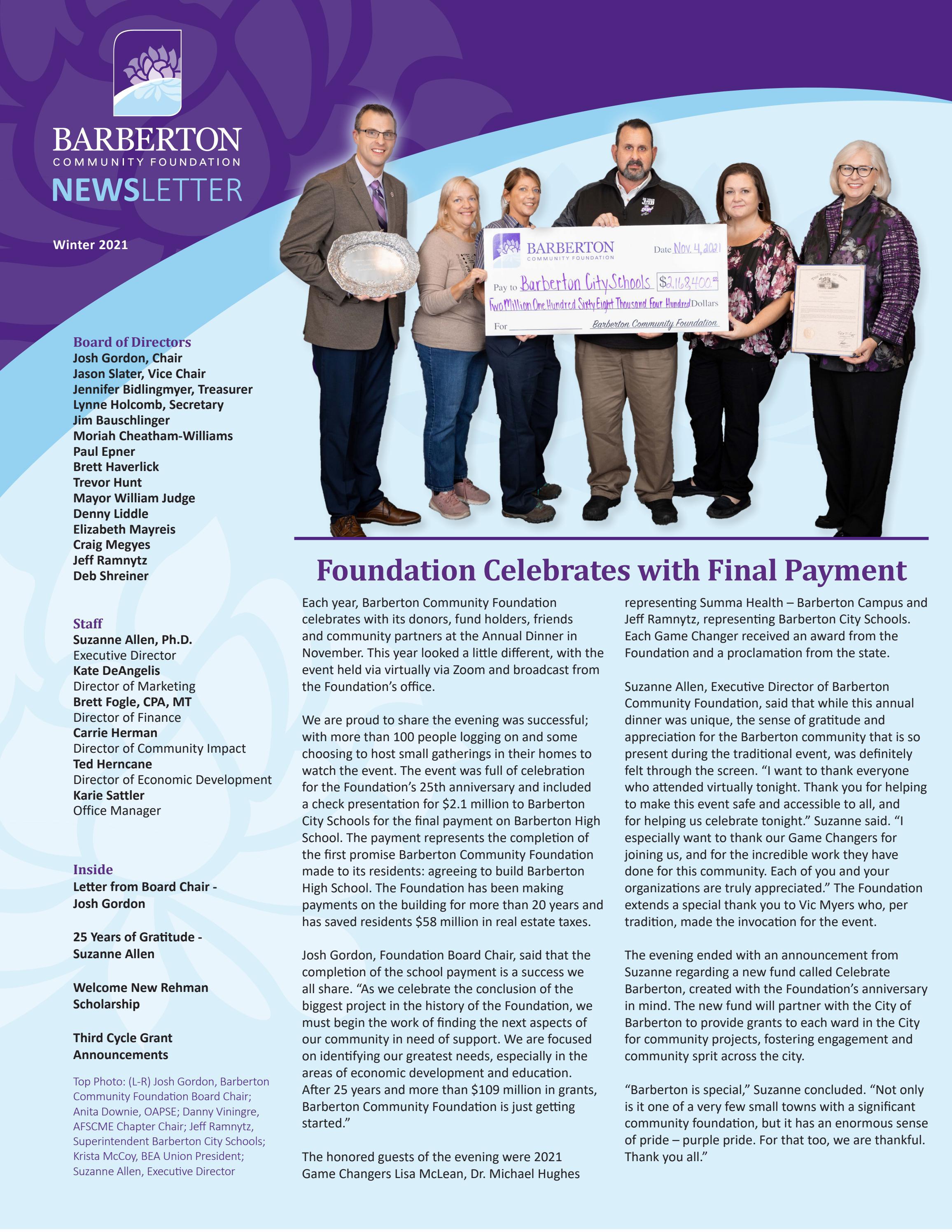 2021 Winter Newsletter - Barberton Community Foundation by Barberton ...