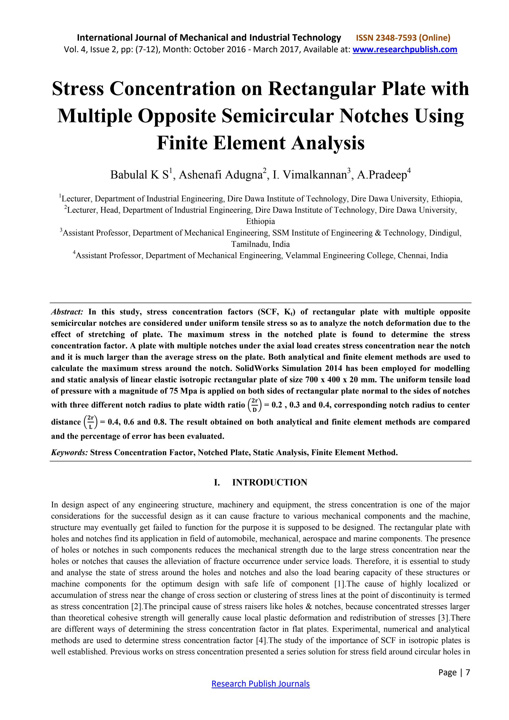Stress Concentration on Rectangular Plate with Multiple Opposite ...