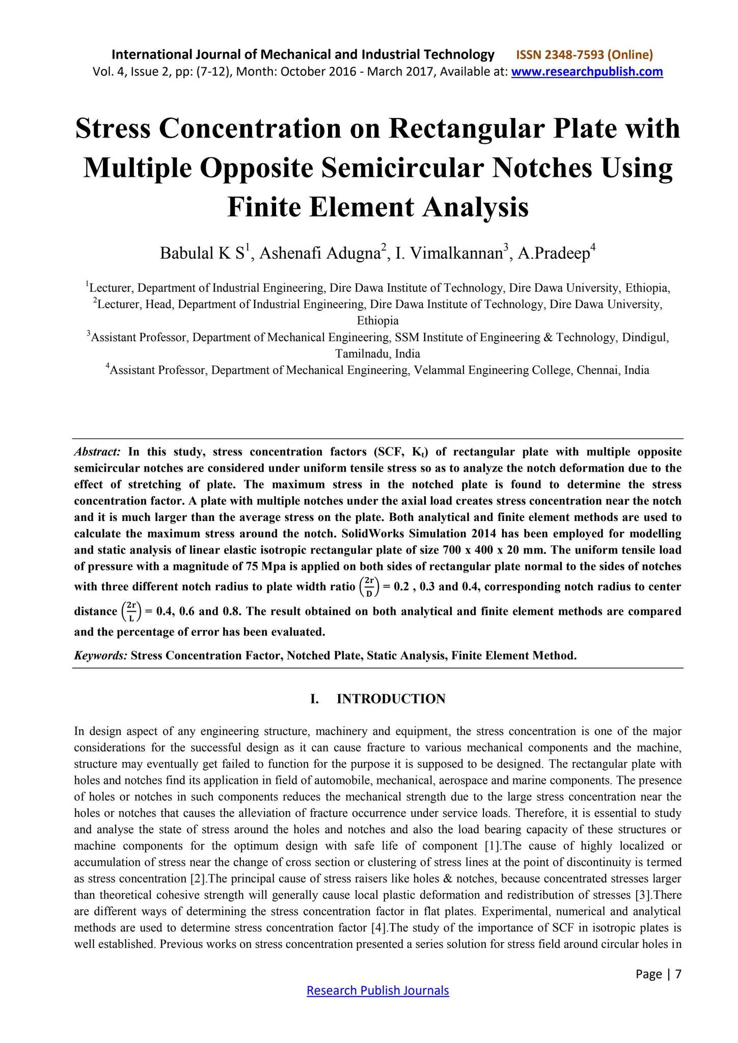 Stress Concentration on Rectangular Plate with Multiple Opposite ...