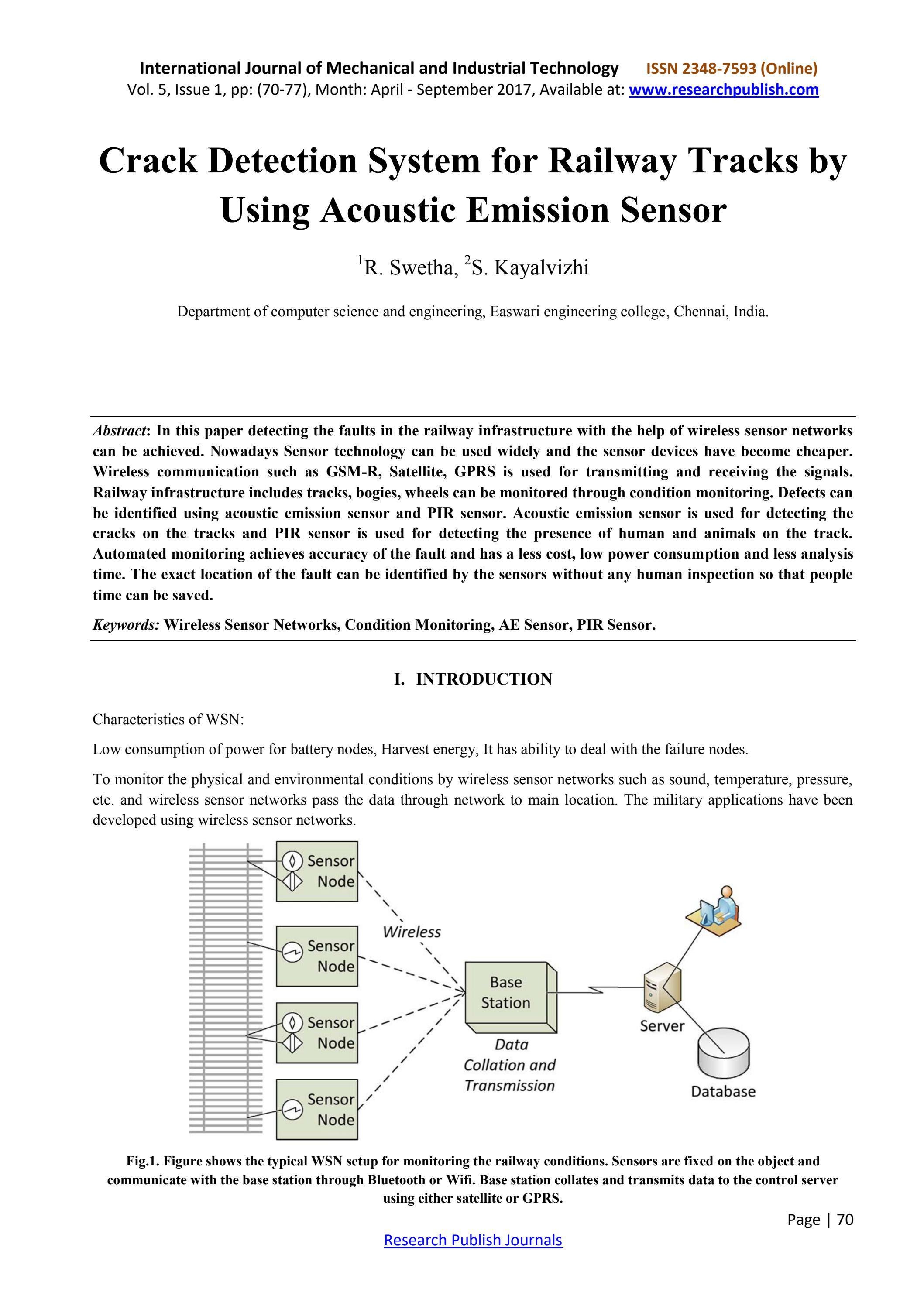 Crack Detection System for Railway Tracks by Using Acoustic Emission Sensor by Research Publish ...