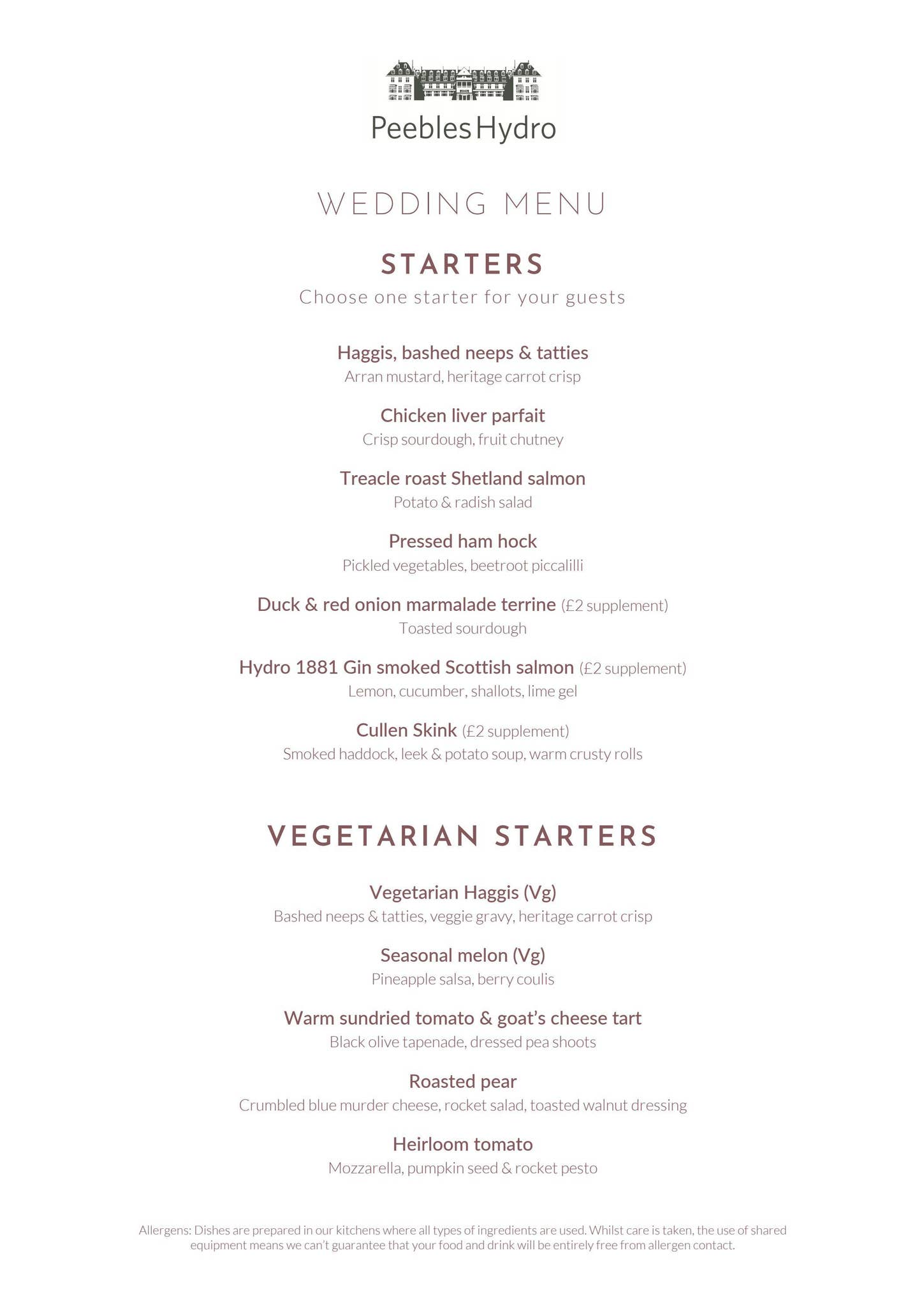 Peebles Hydro Hotel Wedding Menus by Peebles Hydro - Issuu