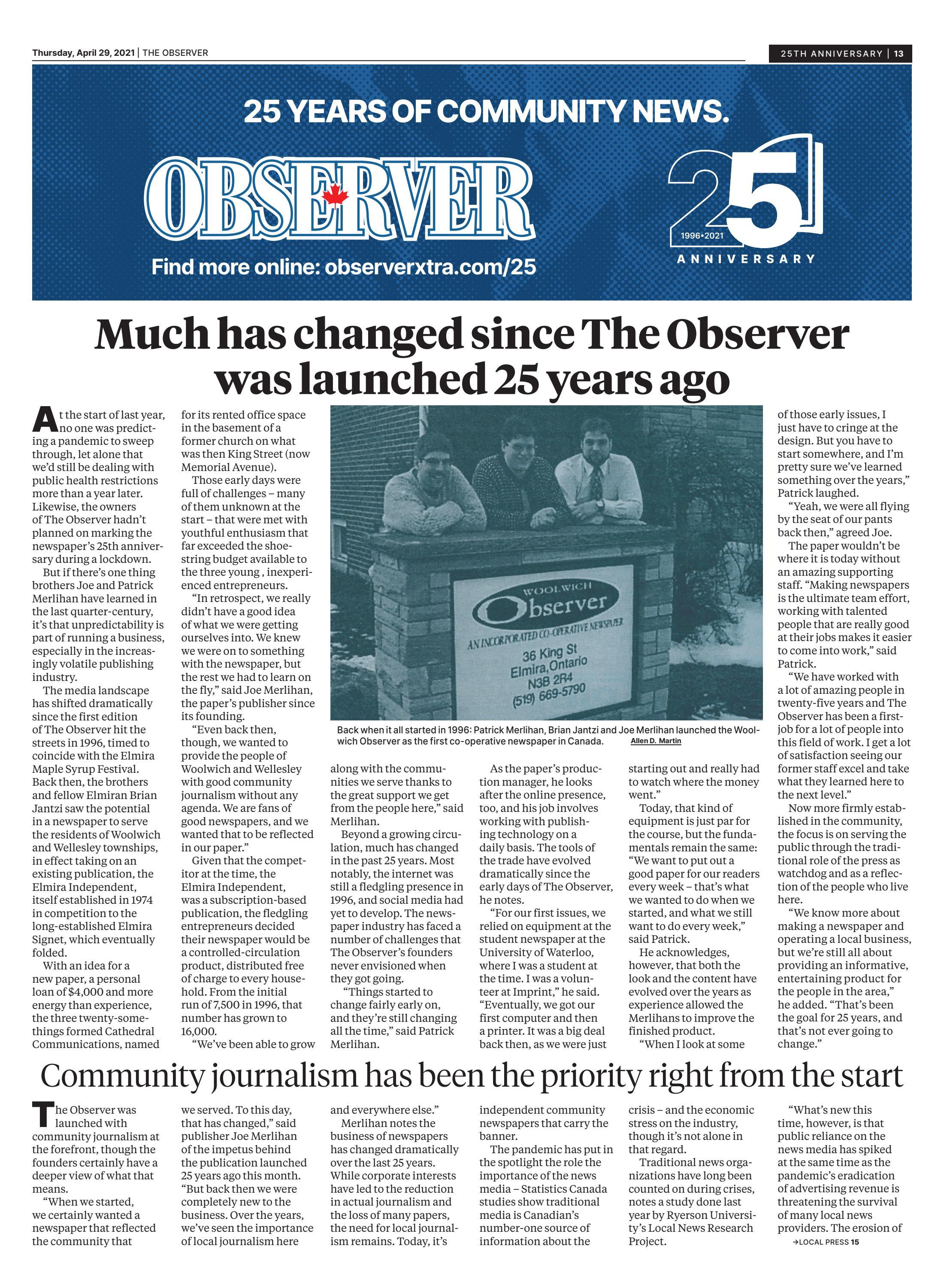 PC41_Special Section, Circ over 10,000: Elmira_Woolwich Observer - Observer 25th Anniversary by ...
