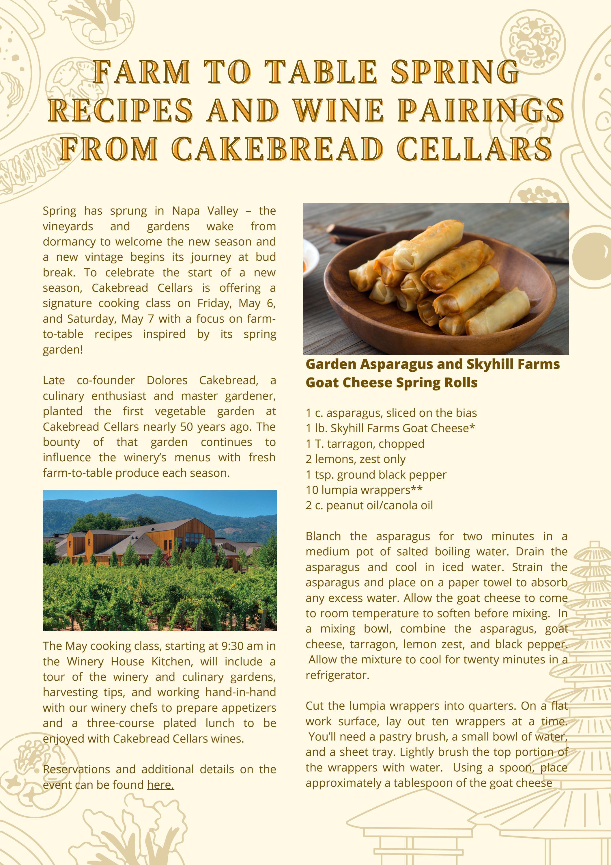 Farm to Table Spring Recipes and Wine Pairings from Cakebread Cellars ...