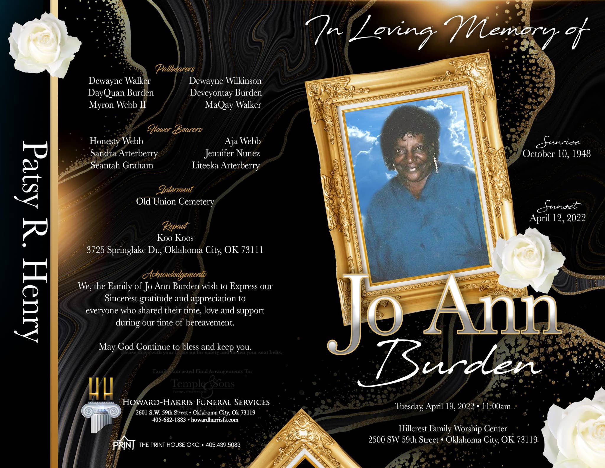 Jo Ann Burden Program by The Print House - Issuu