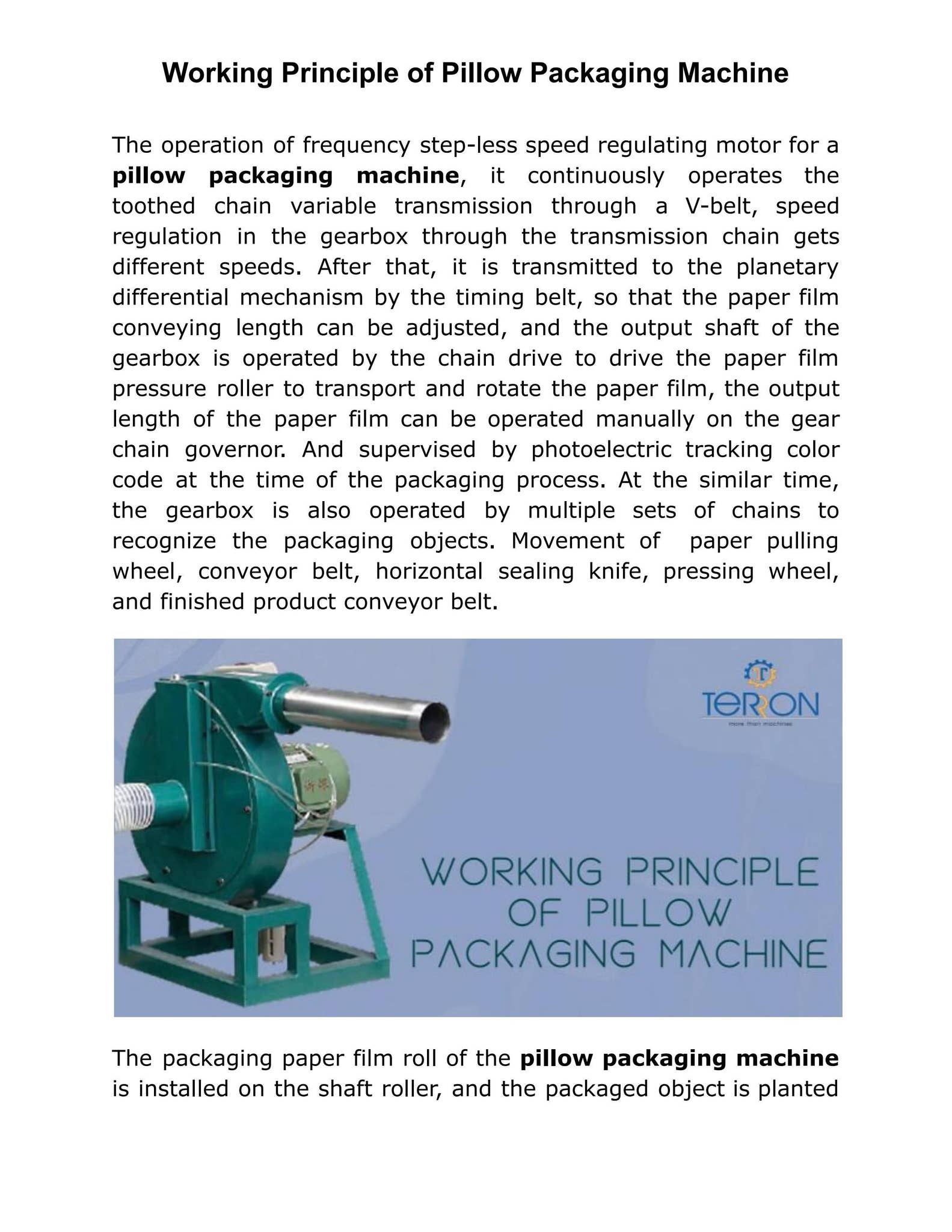 Working Principle of Pillow Packaging Machine by Terron_india - Issuu