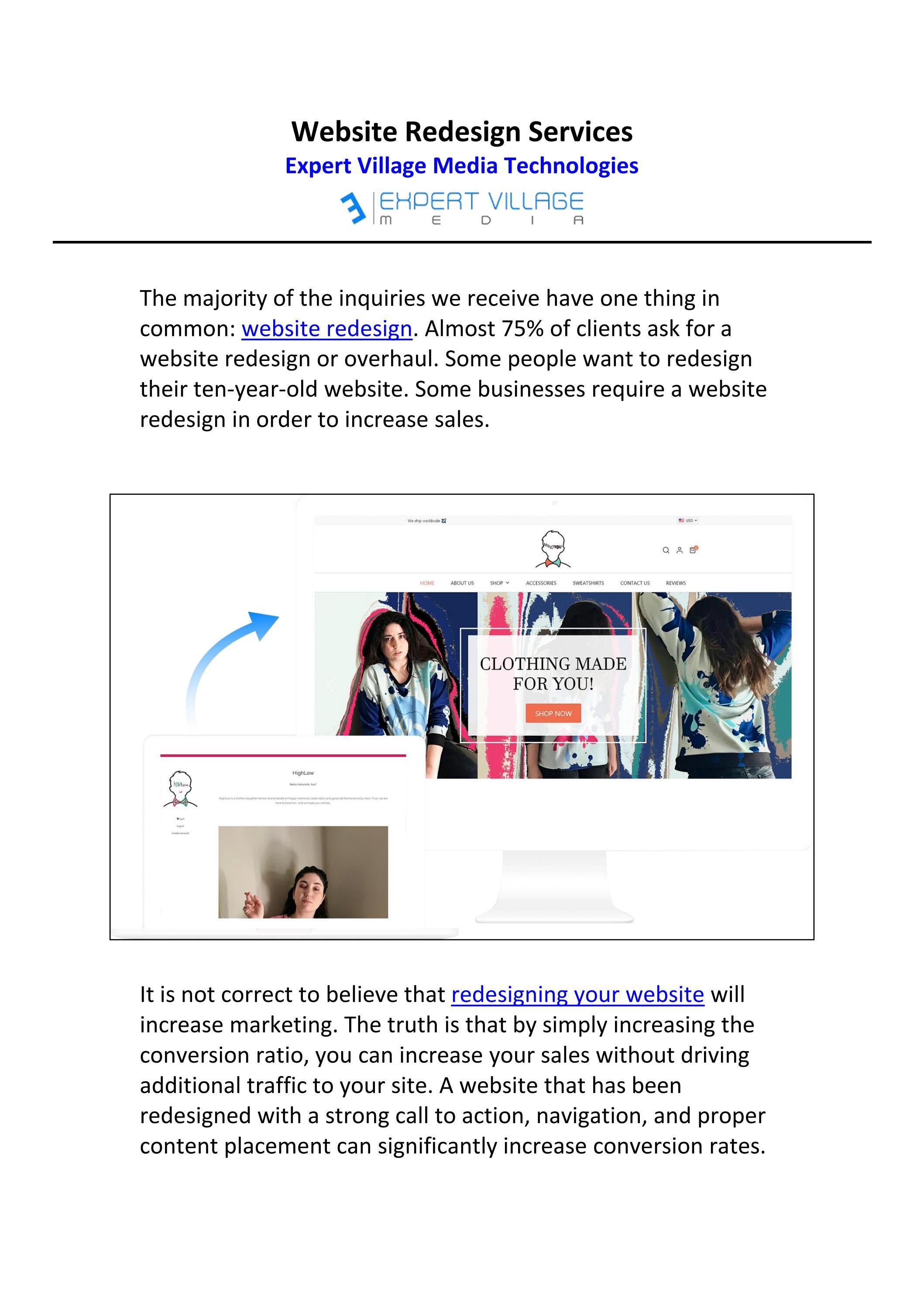 Website Redesign Services by Expert Village Media Technologies - Issuu