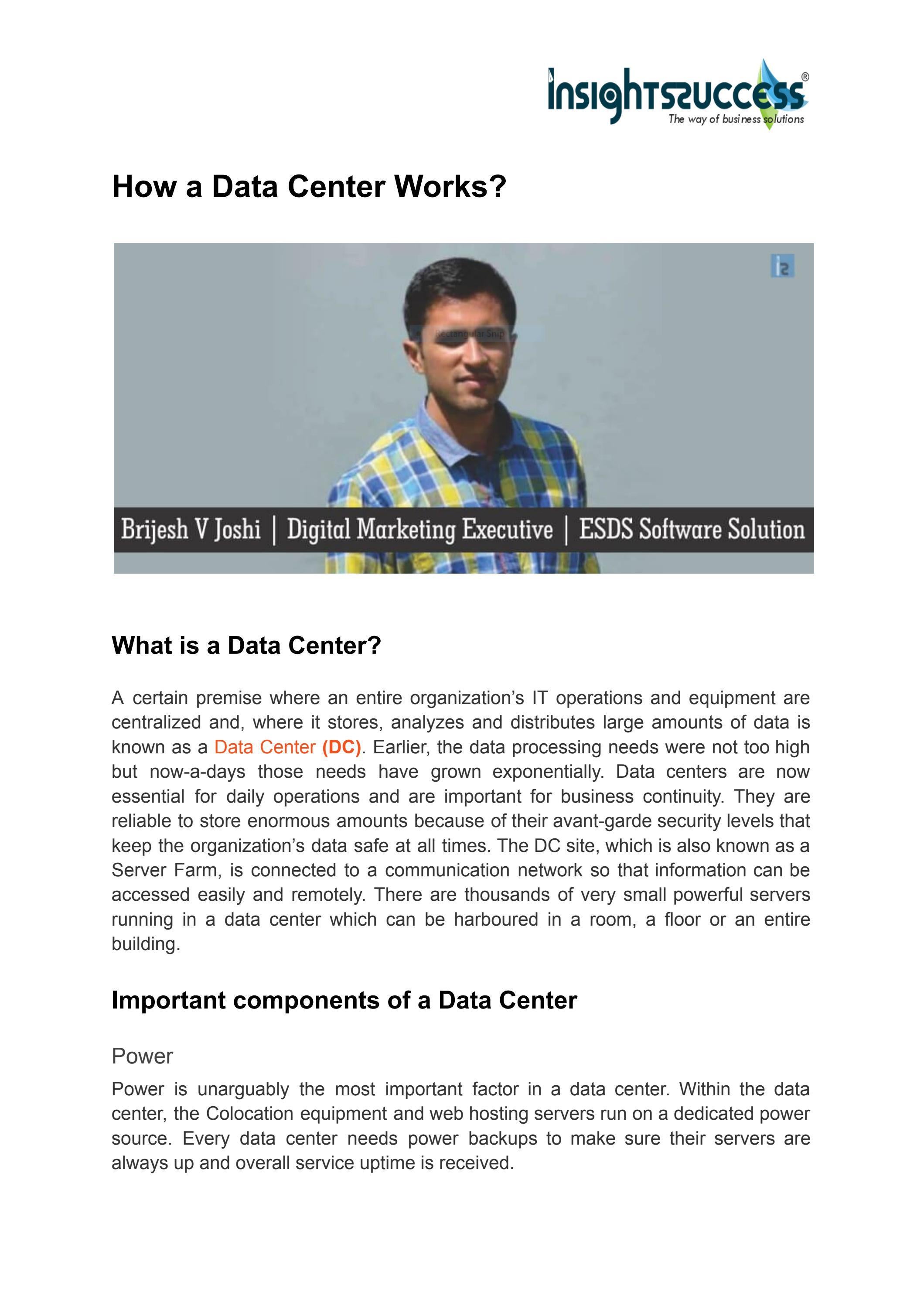 How a Data Center Works? by Insights Success Media - Issuu