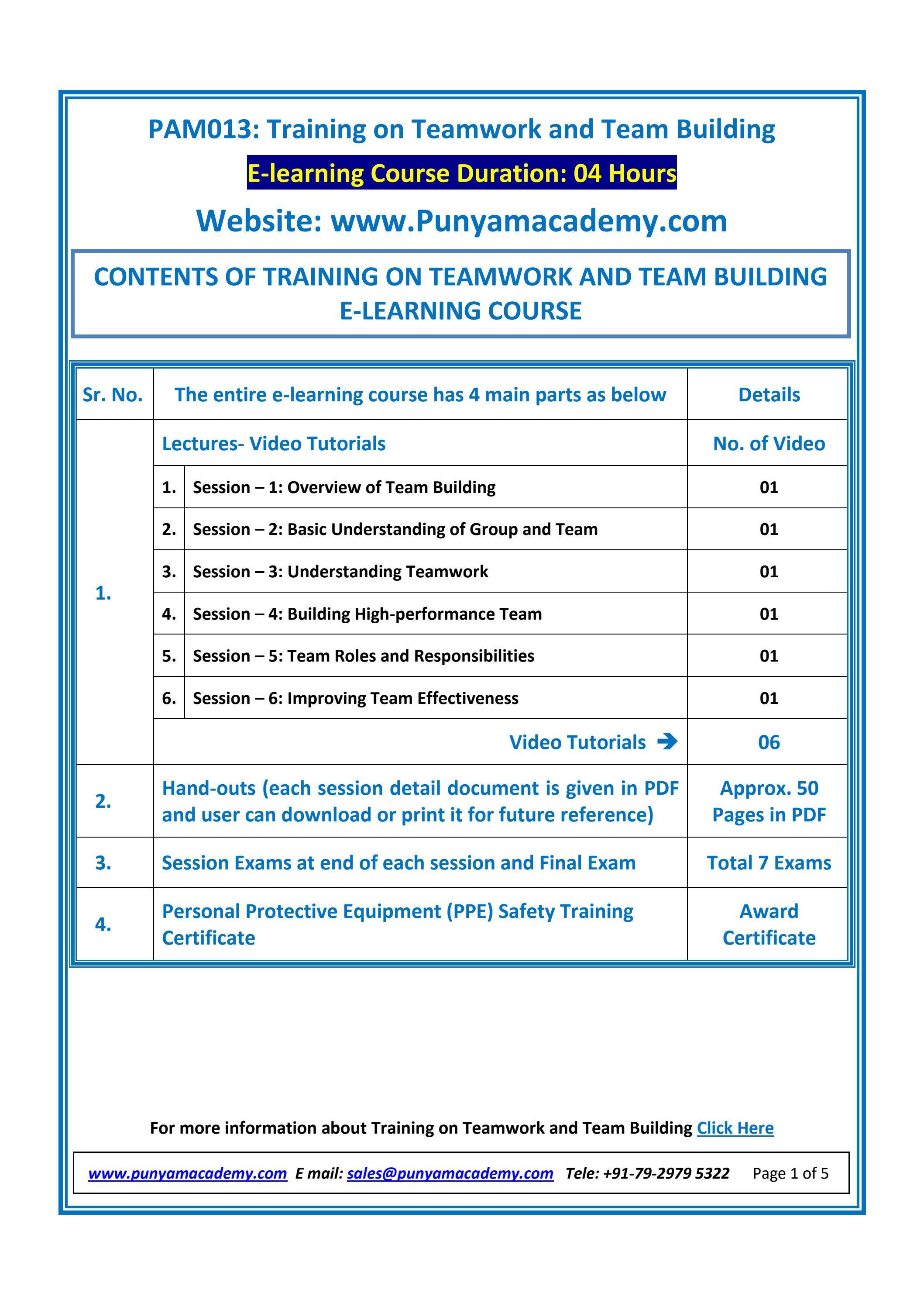 Training on Teamwork and Team Building by Punyam Academy - Issuu