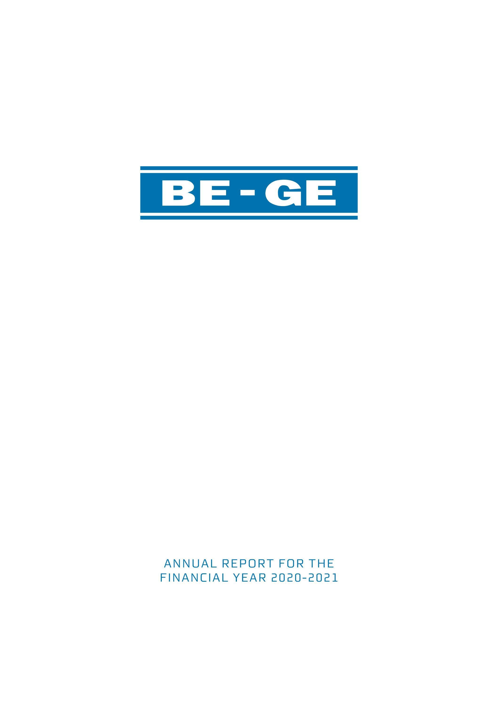Be-Ge Annual Report 2020-2021 by Be-Ge - Issuu