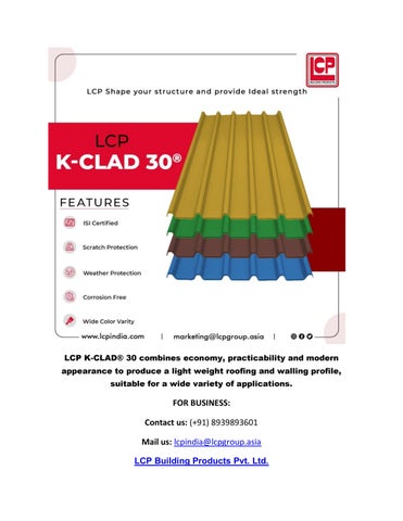 Metal Profile Sheet Cladding by LCP Building Products Pvt Ltd - Issuu