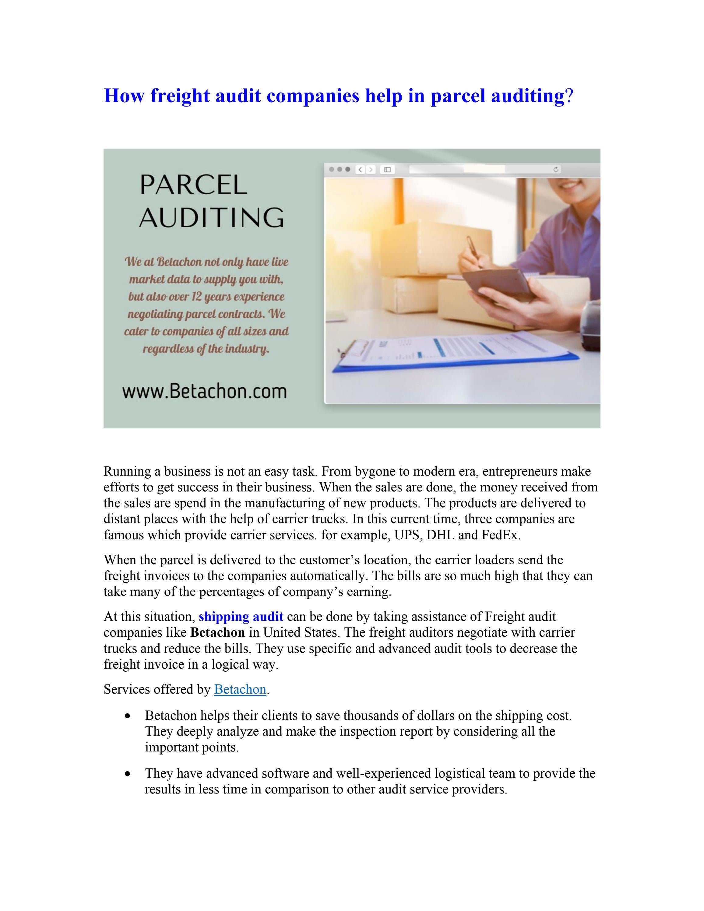 How freight audit companies help in parcel auditing? by John Miller - Issuu