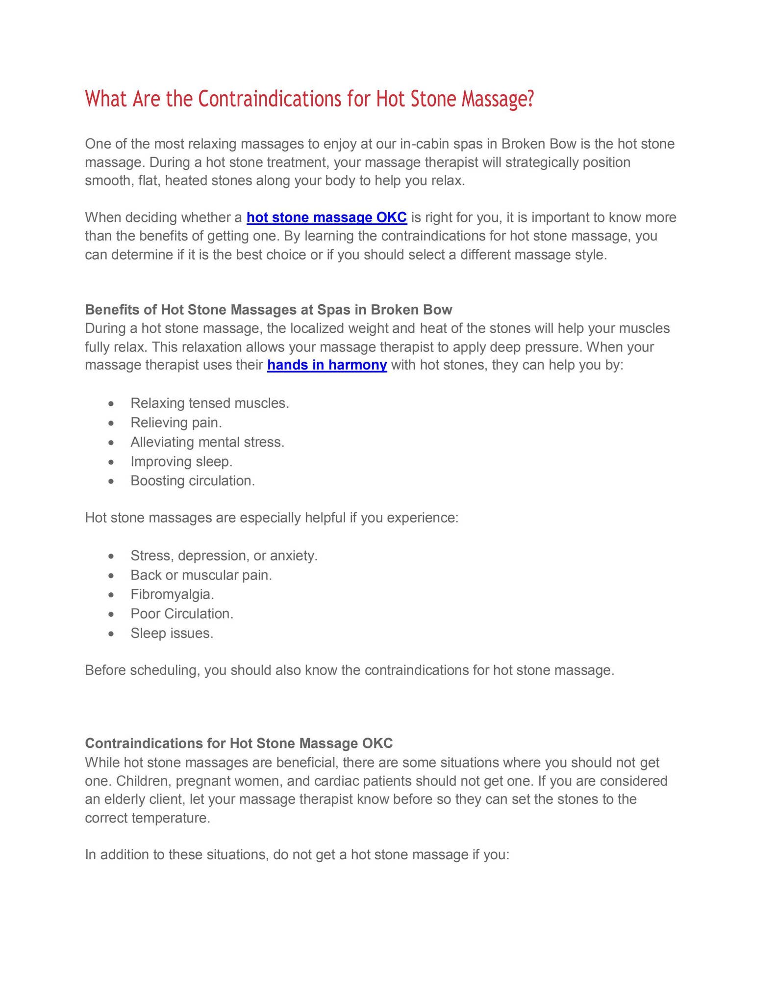 What Are the Contraindications for Hot Stone Massage? by A Servants ...