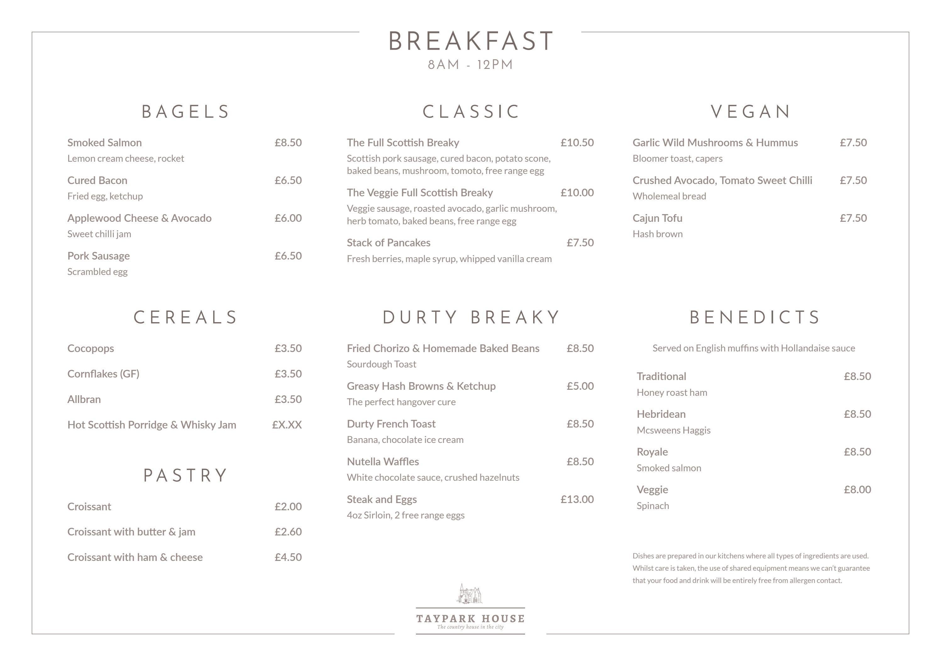 Taypark House Breakfast Menu by Freedom Hotels West - Issuu