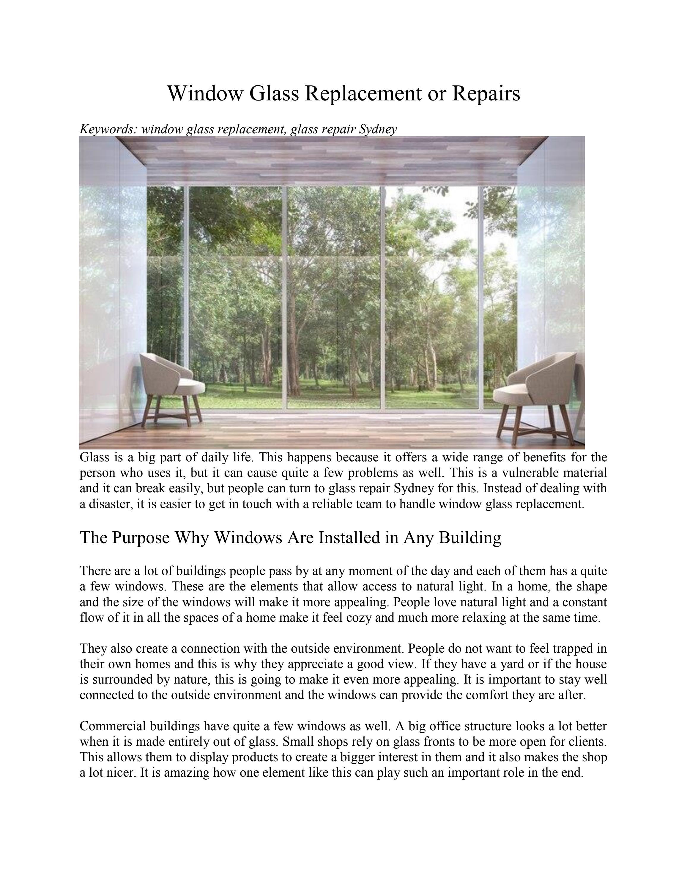 Window Glass Replacement or Repairs by AngelaParker3 - Issuu
