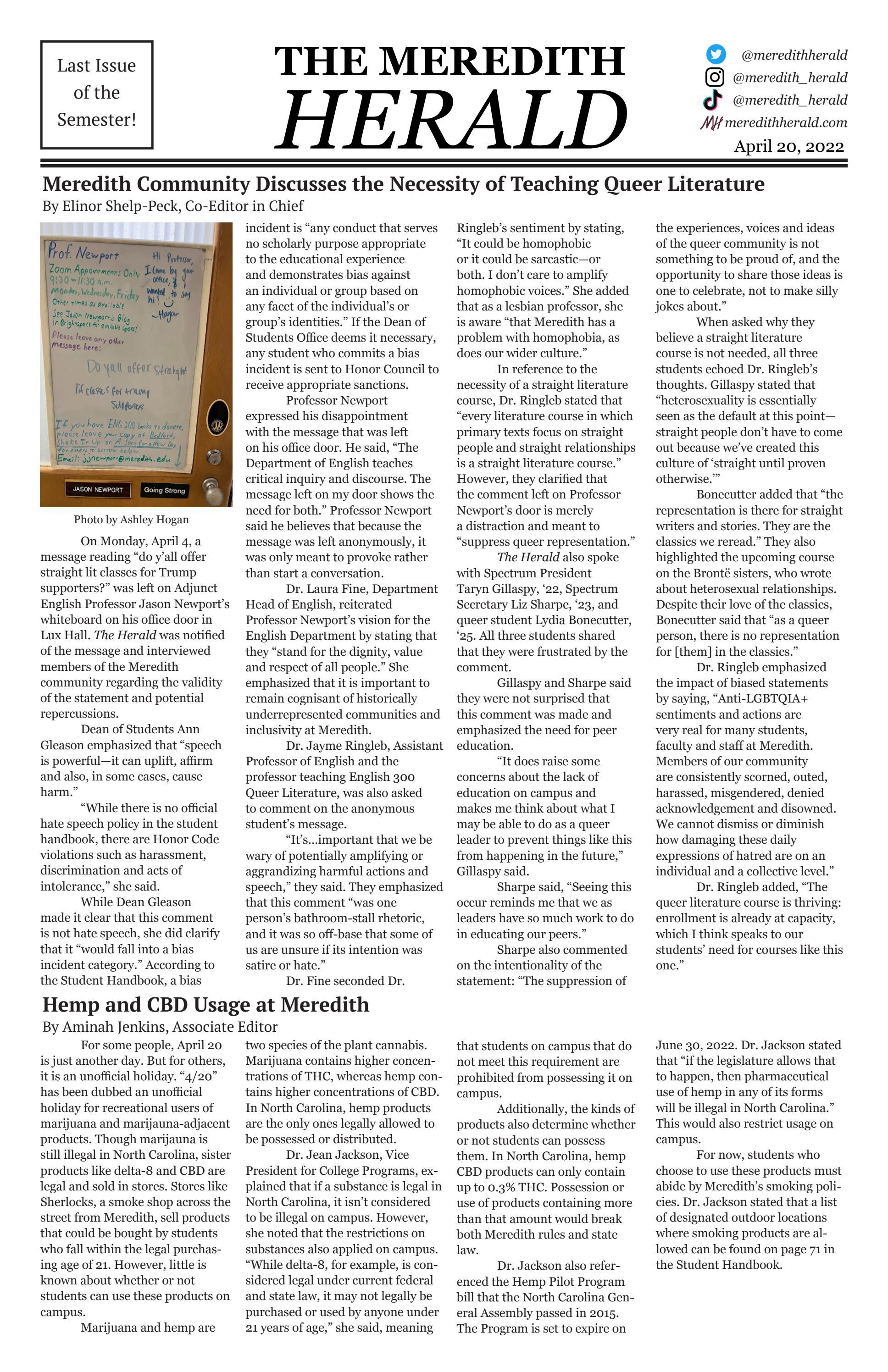 April 20, 2022 by The Meredith Herald - Issuu