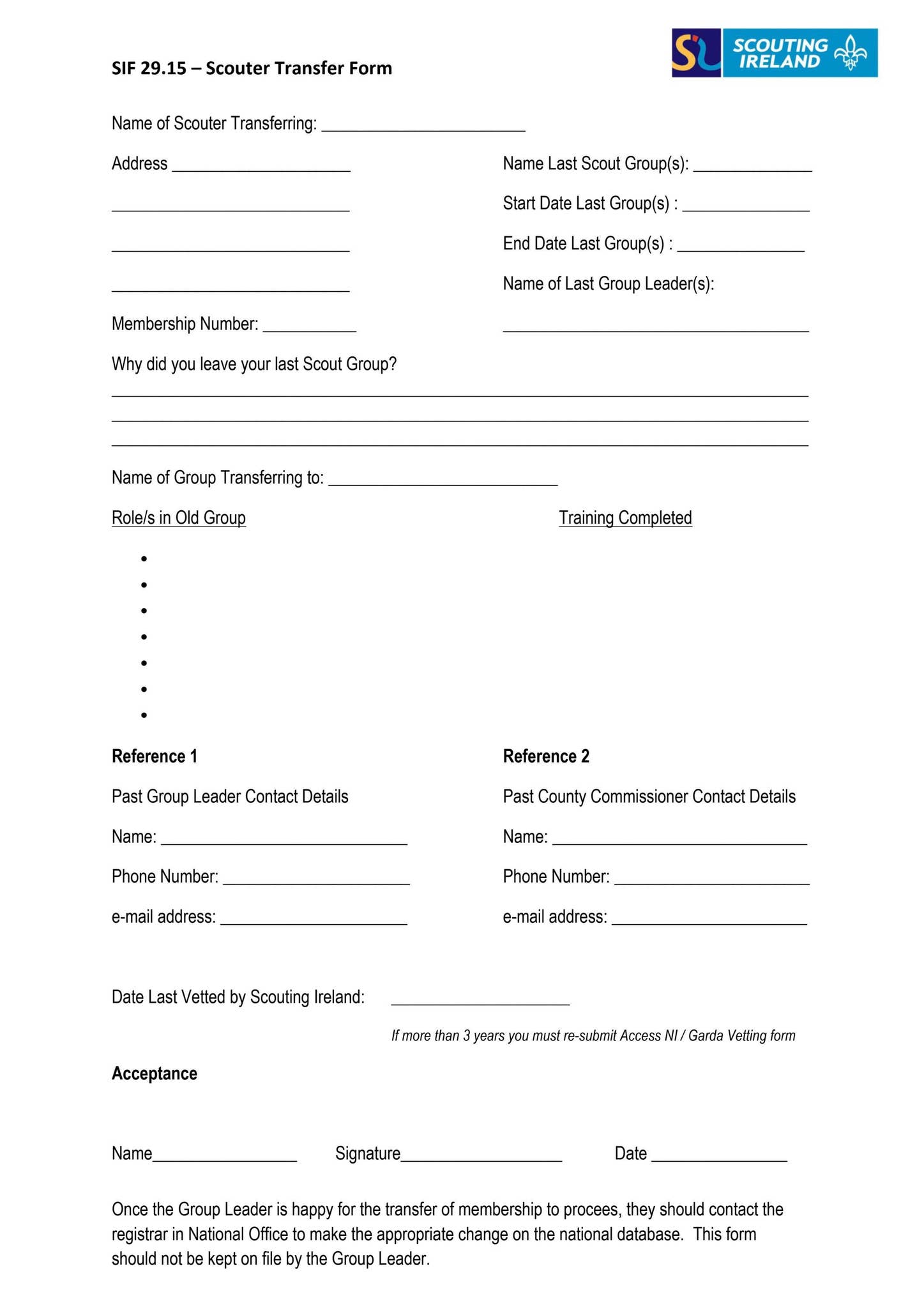 SIF-29-15-Scouter-Transfer-Form by Scouting Ireland - Issuu