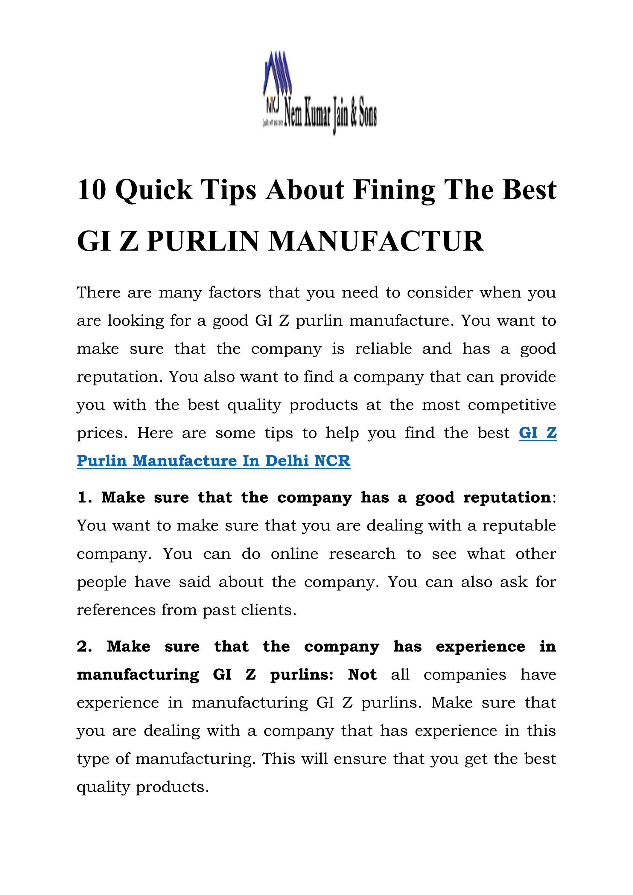 GI Z Purlin Manufacture In Delhi NCR Call-9250931900 by Color Coated ...