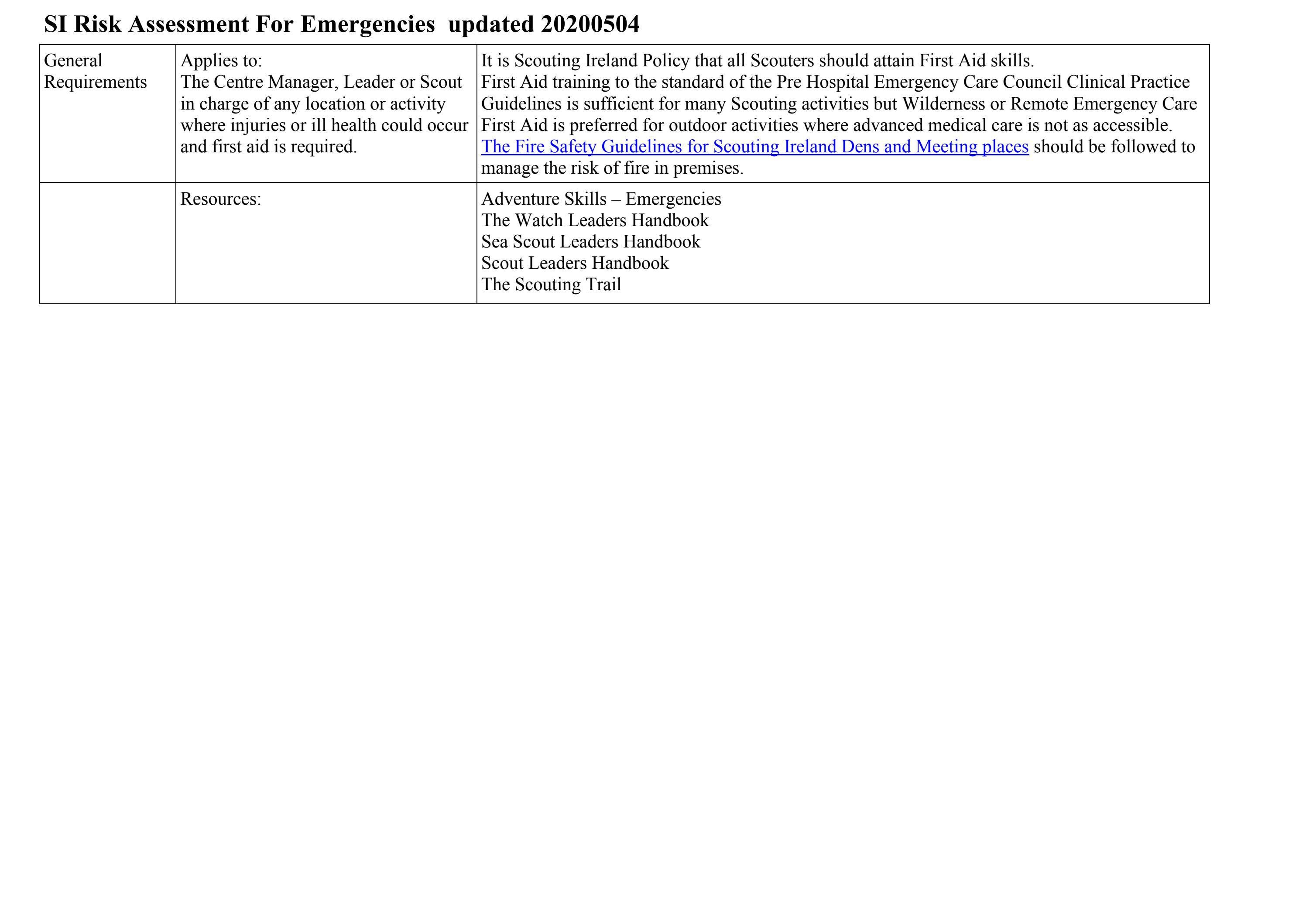 SI-Risk-Assessment-for-Emergencies-20200504 by Scouting Ireland - Issuu