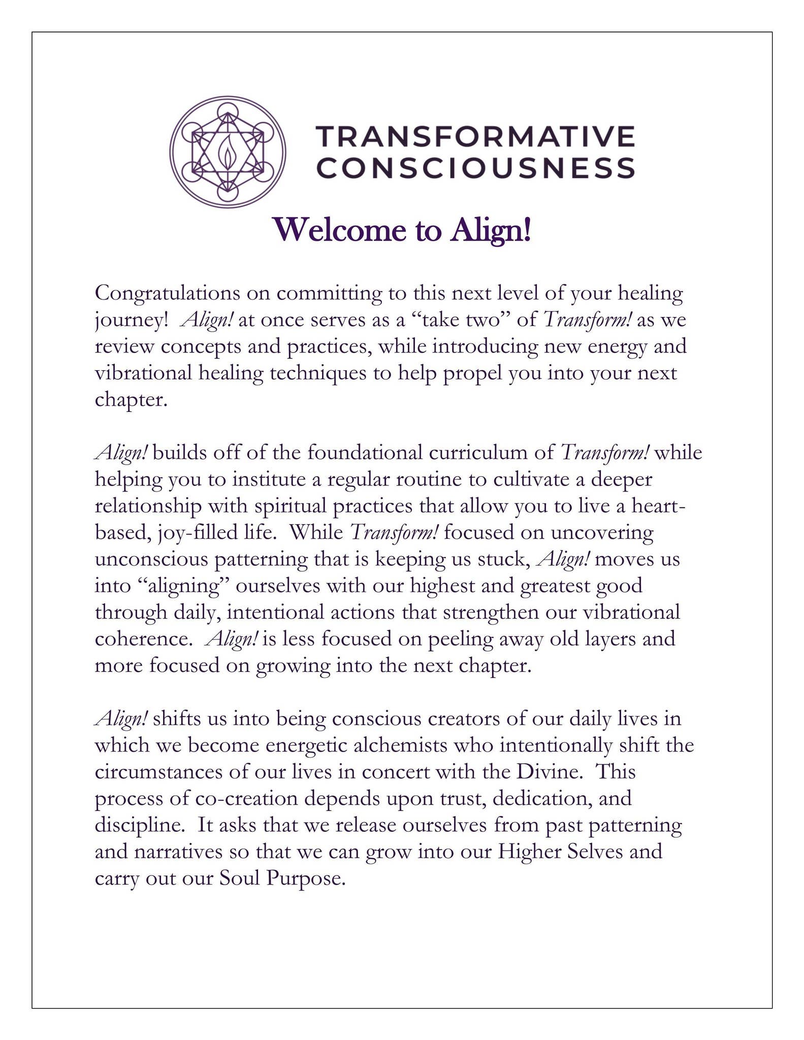 Welcome to Align! by transformativeconsciousness - Issuu