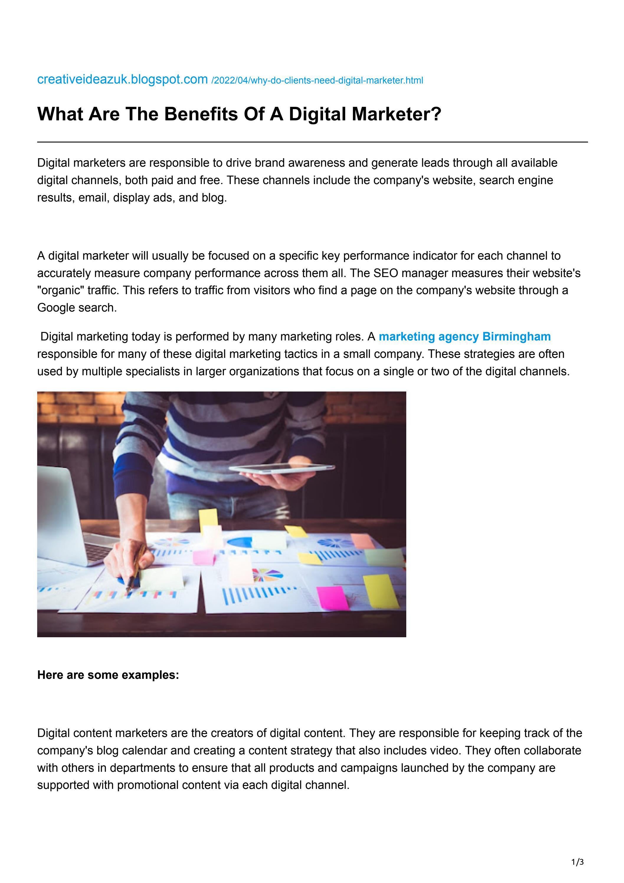 What Are The Benefits Of A Digital Marketer? by Creative ideaz UK Ltd ...