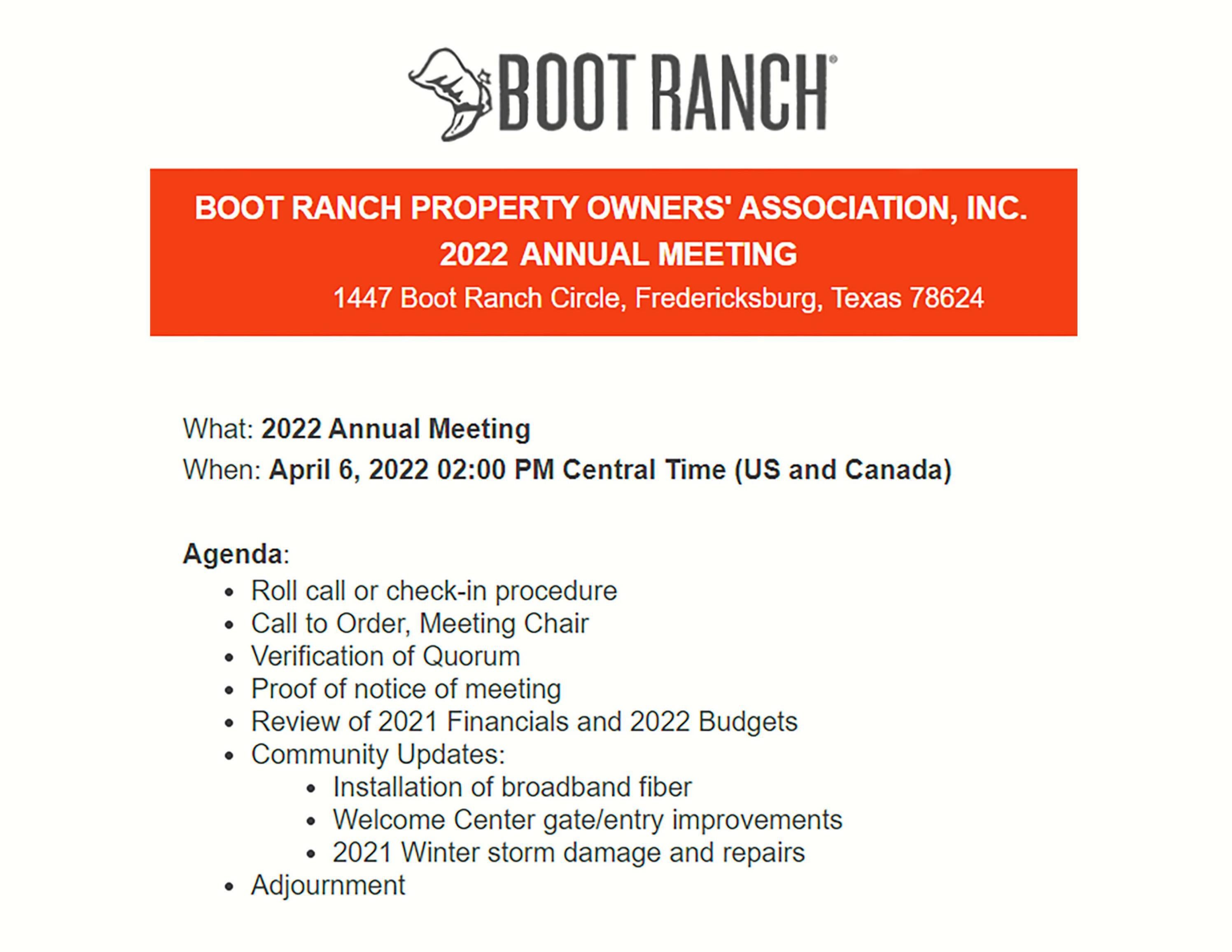 2022 Master POA Meeting Slide Presentation by Boot Ranch - Issuu