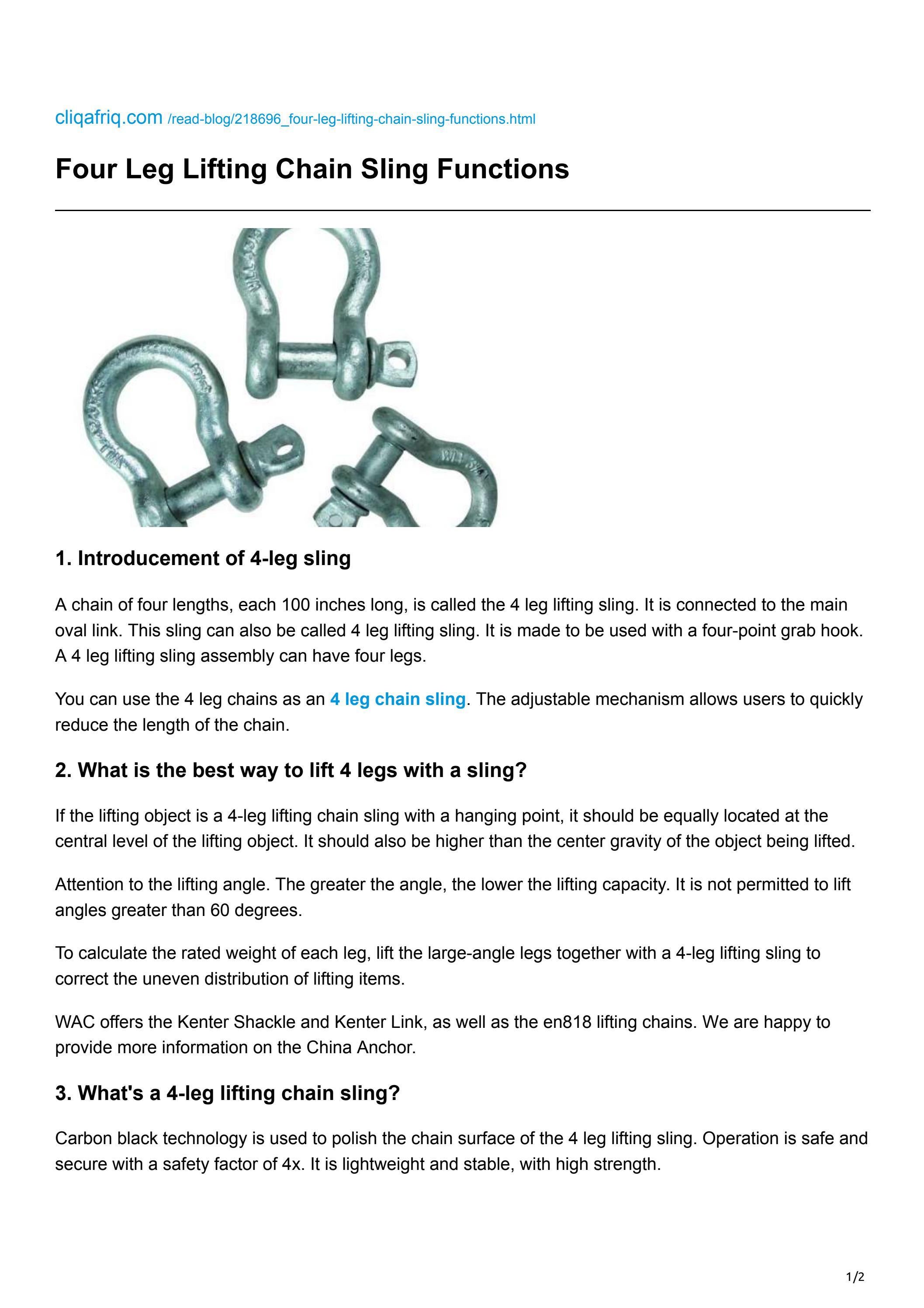 Four Leg Lifting Chain Sling Functions by UK Lifting Store - Issuu