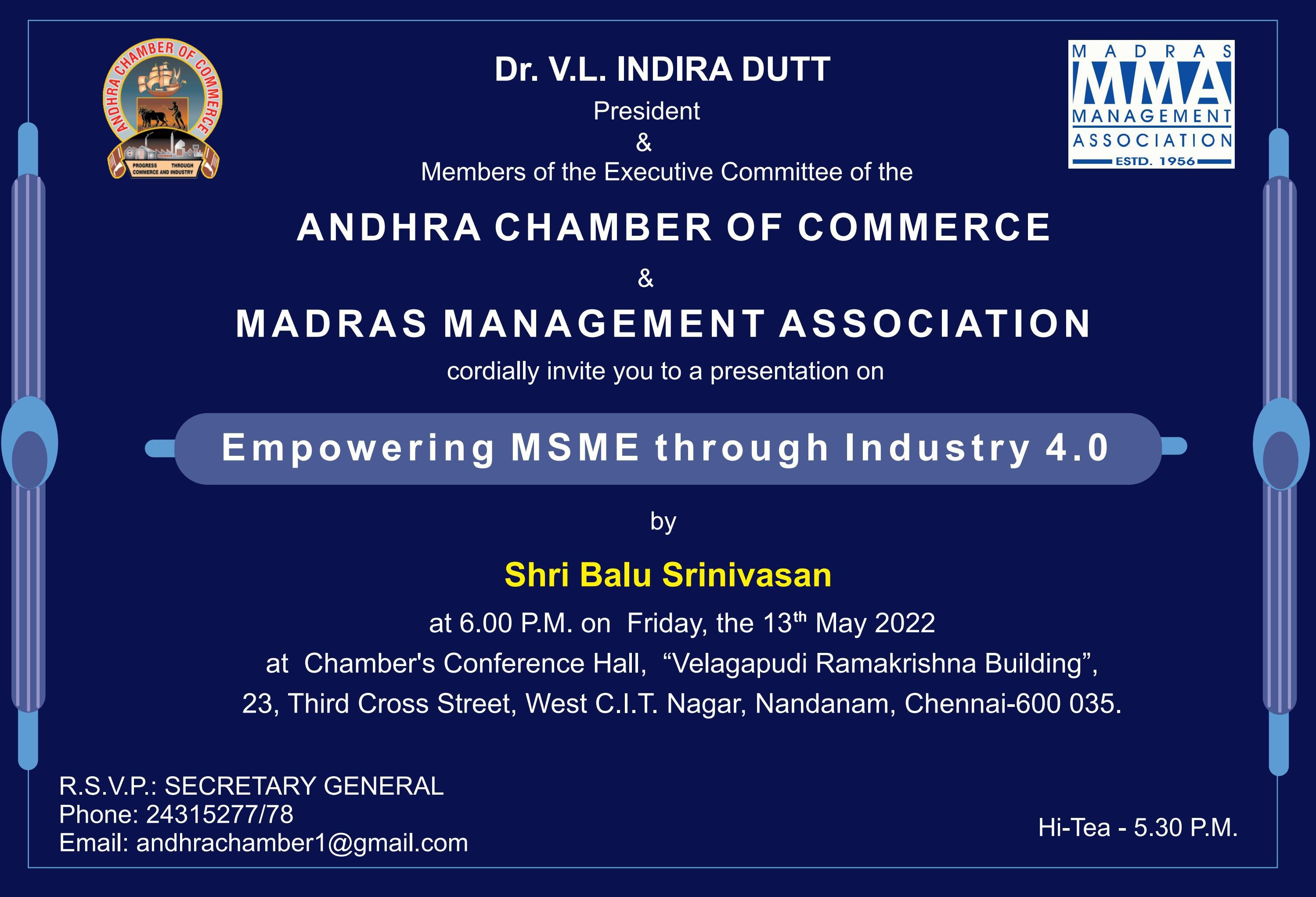 Empowering MSME through Industry 4.0 - 13 May 2022 by Madras Management ...