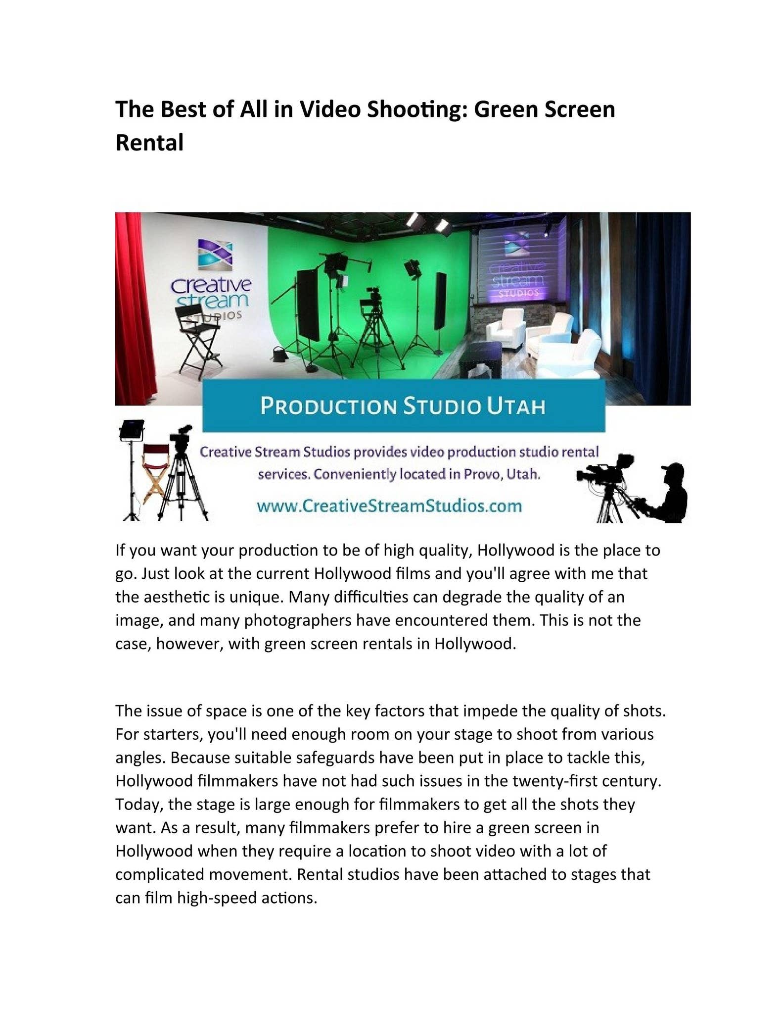 The Best of All in Video Shooting: Green Screen Rental by ...