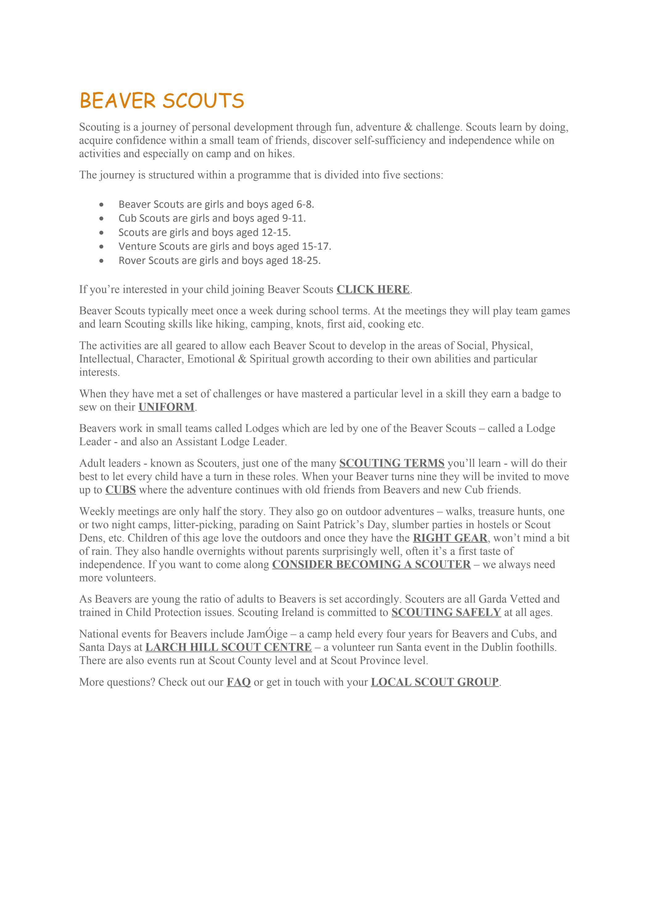 Parents - Beavers by Scouting Ireland - Issuu