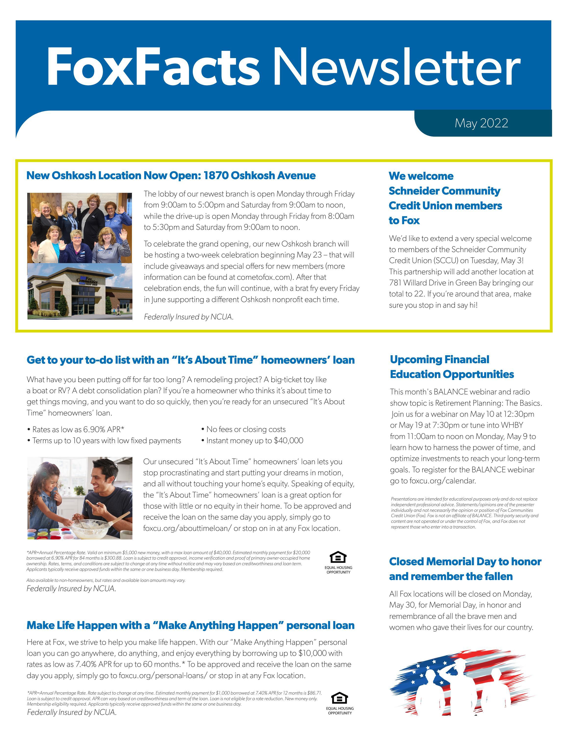 Fox Facts Newsletter - May 2022 by Fox Communities Credit Union - Issuu