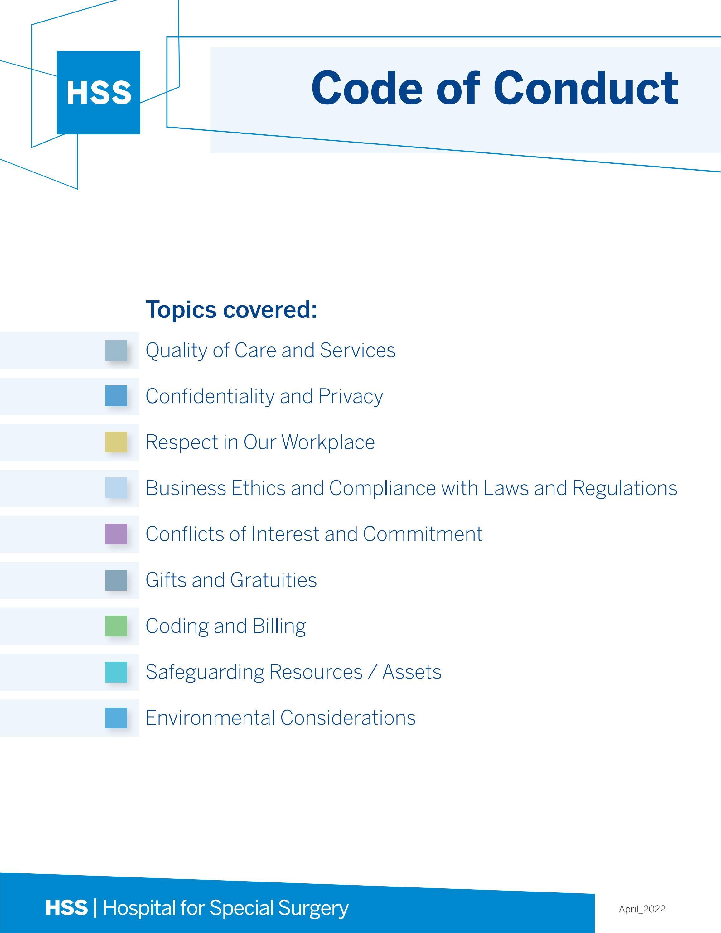 HSS Code of Conduct by Hospital for Special Surgery - Issuu