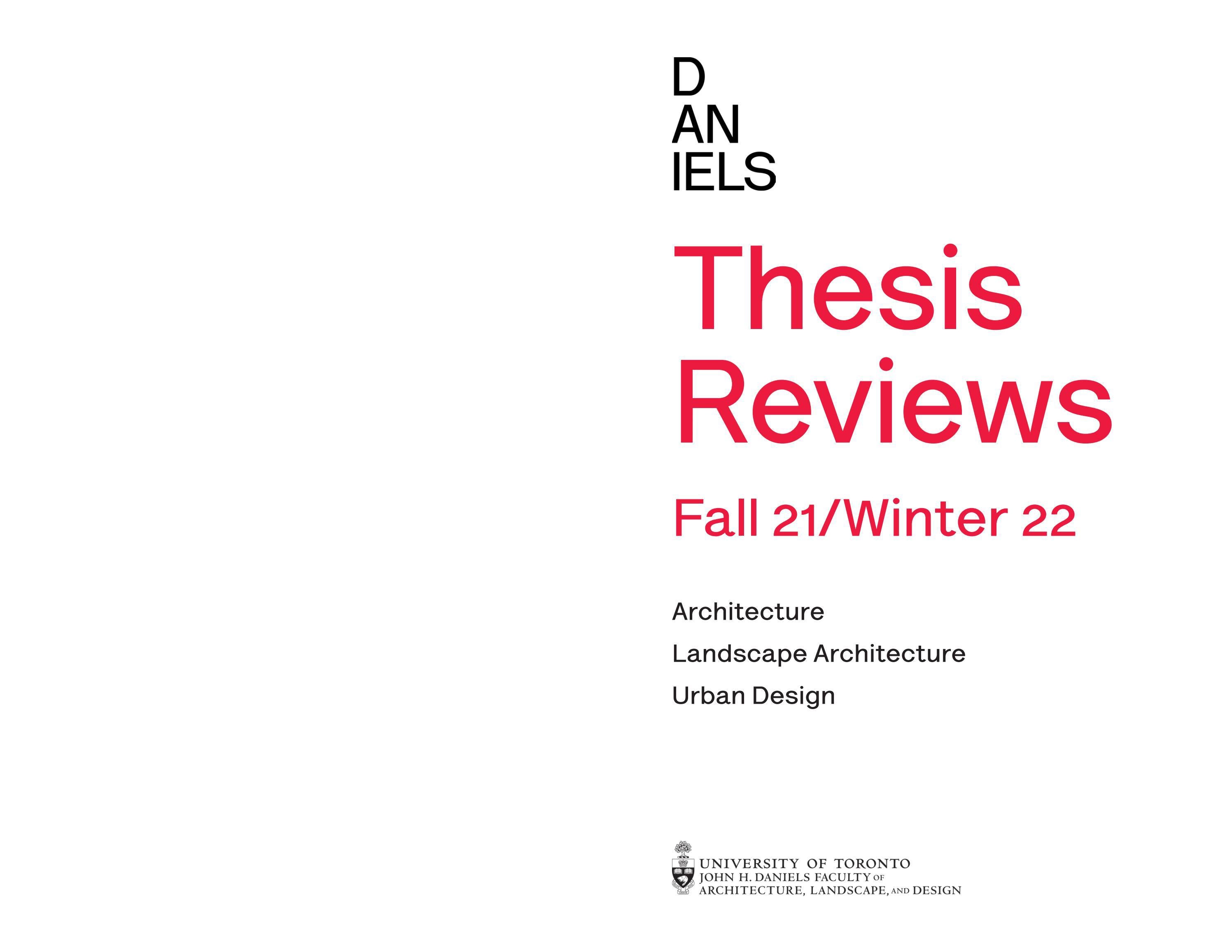 Daniels Faculty Thesis Booklet Fall 21/Winter 2022 by John H. Daniels ...