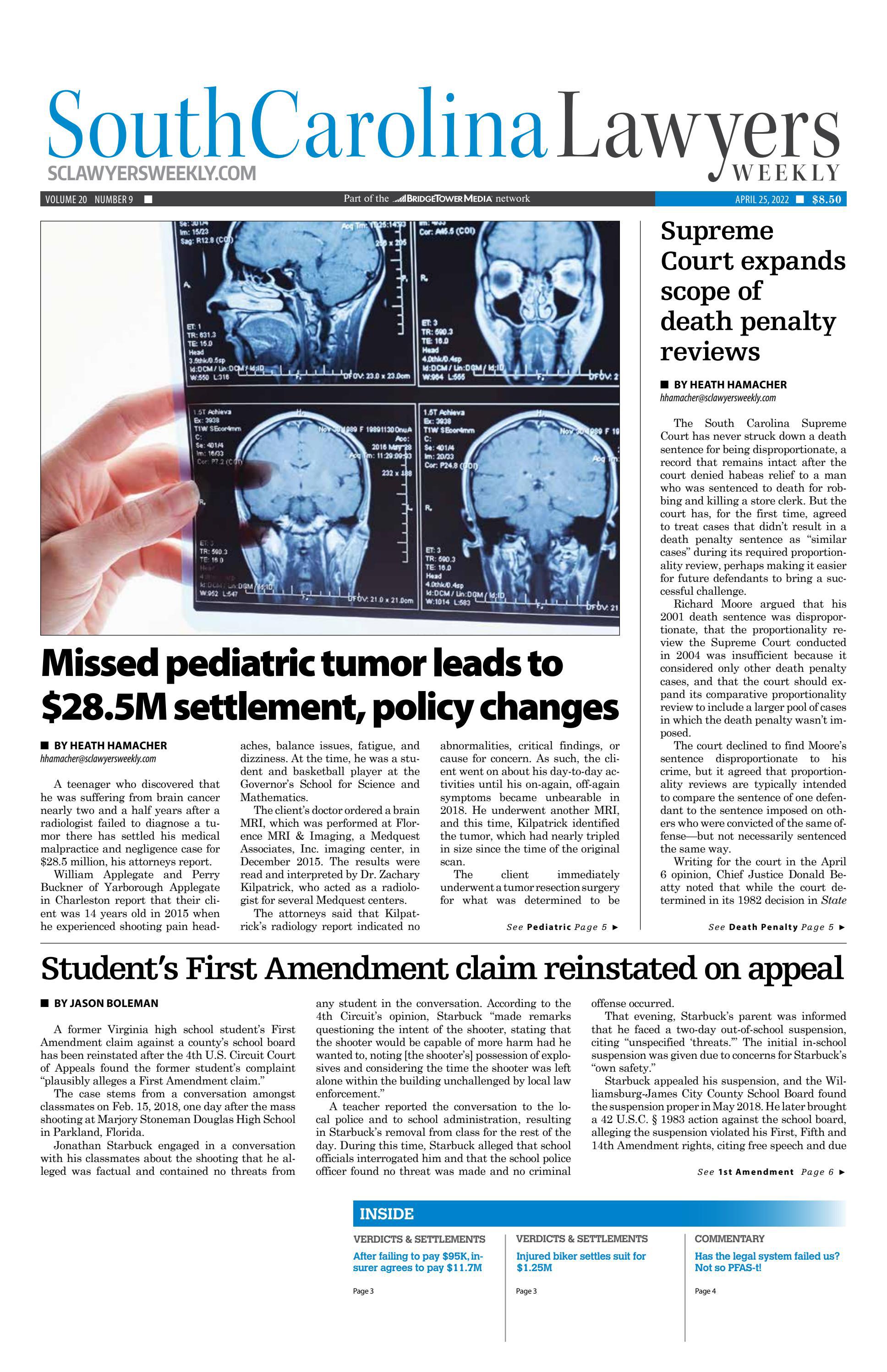 South Carolina Lawyers Weekly April 25, 2022 by SC Biz News - Issuu