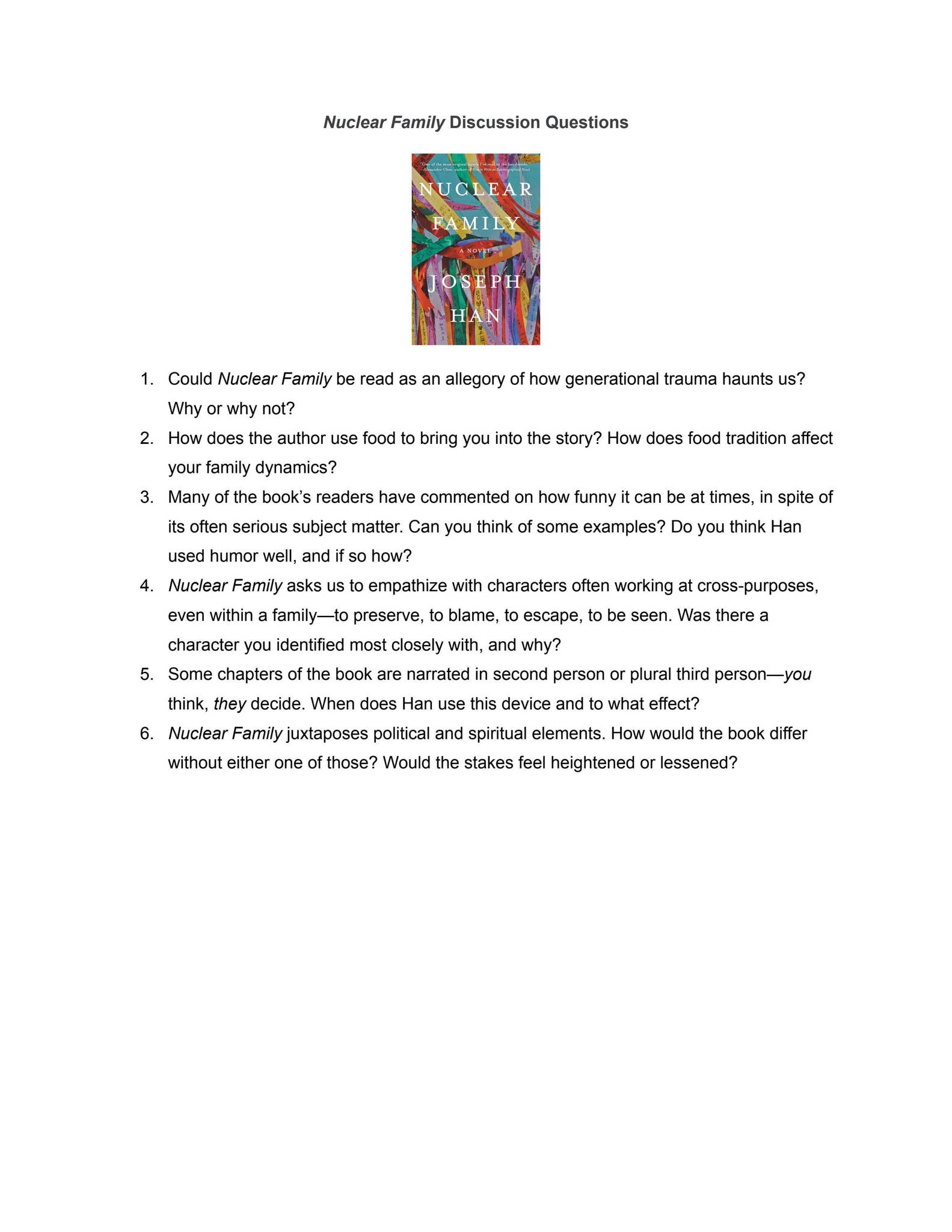 Nuclear Family Discussion Questions by PRH Library - Issuu