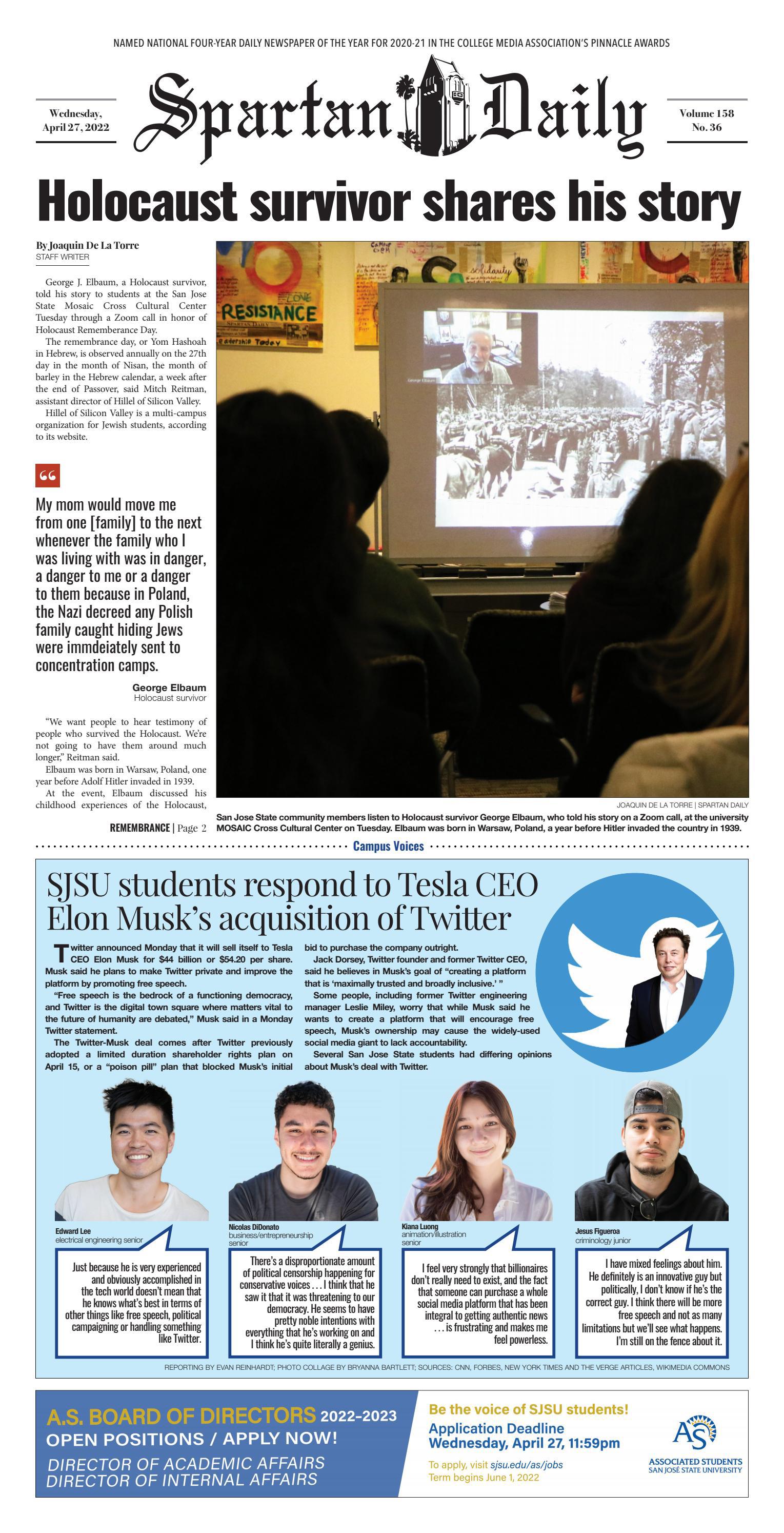 Spartan Daily Vol. 158 April 27, 2022 by Spartan Daily - Issuu