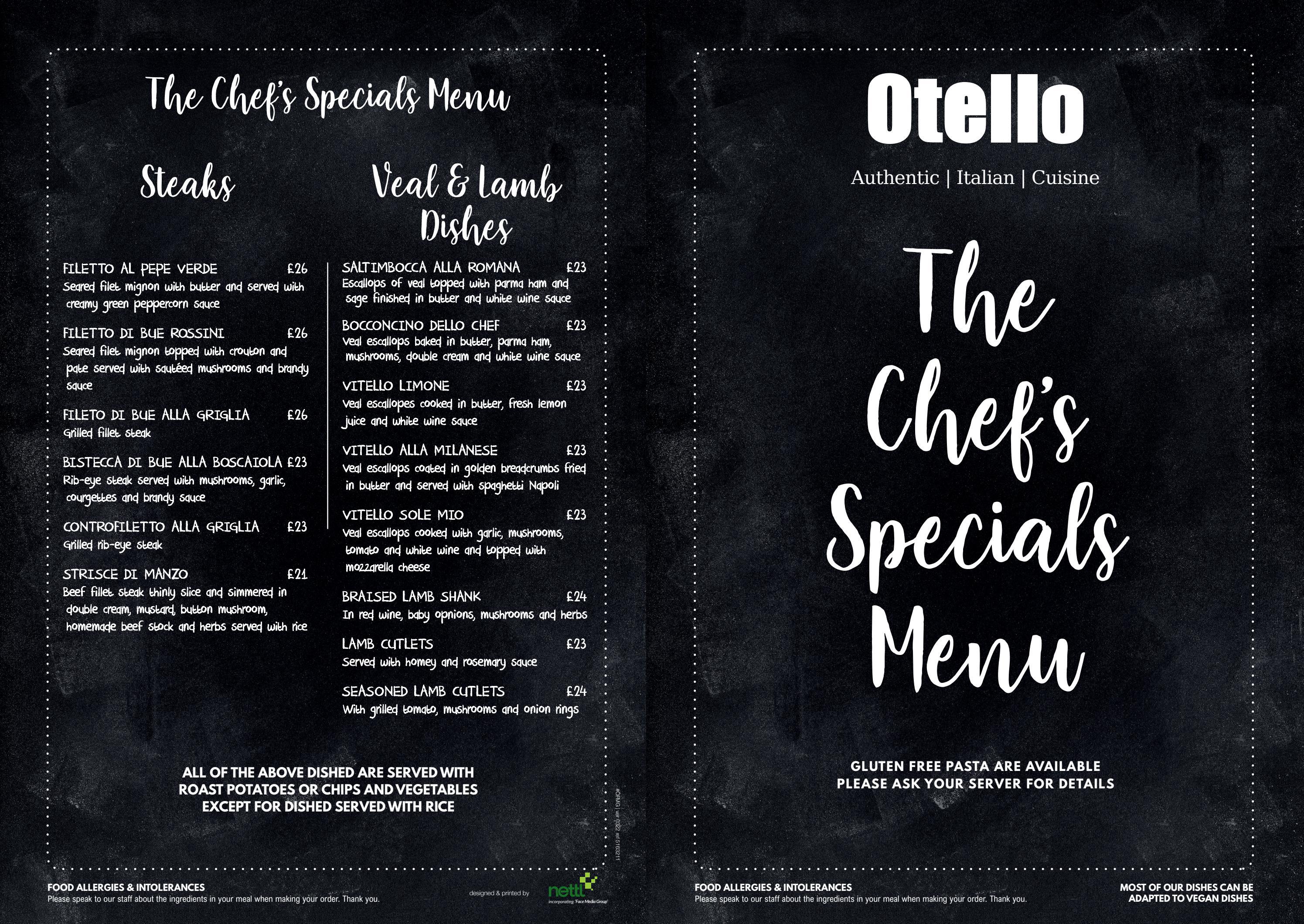 Otello Restaurant - Specials Menu by Nettl inc Face Media Group - Issuu