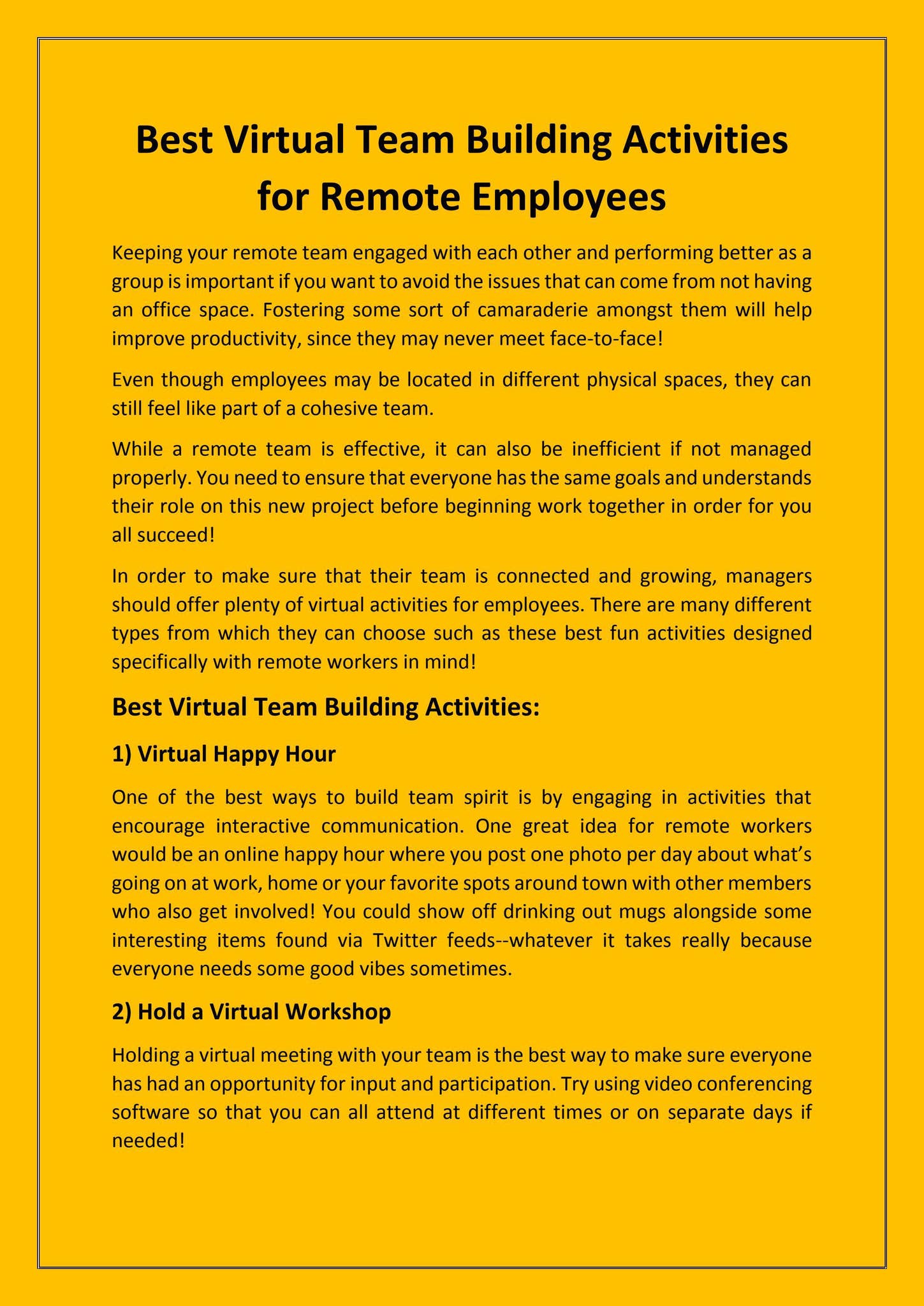 Best Virtual Team Building Activities for Remote Employees by ...