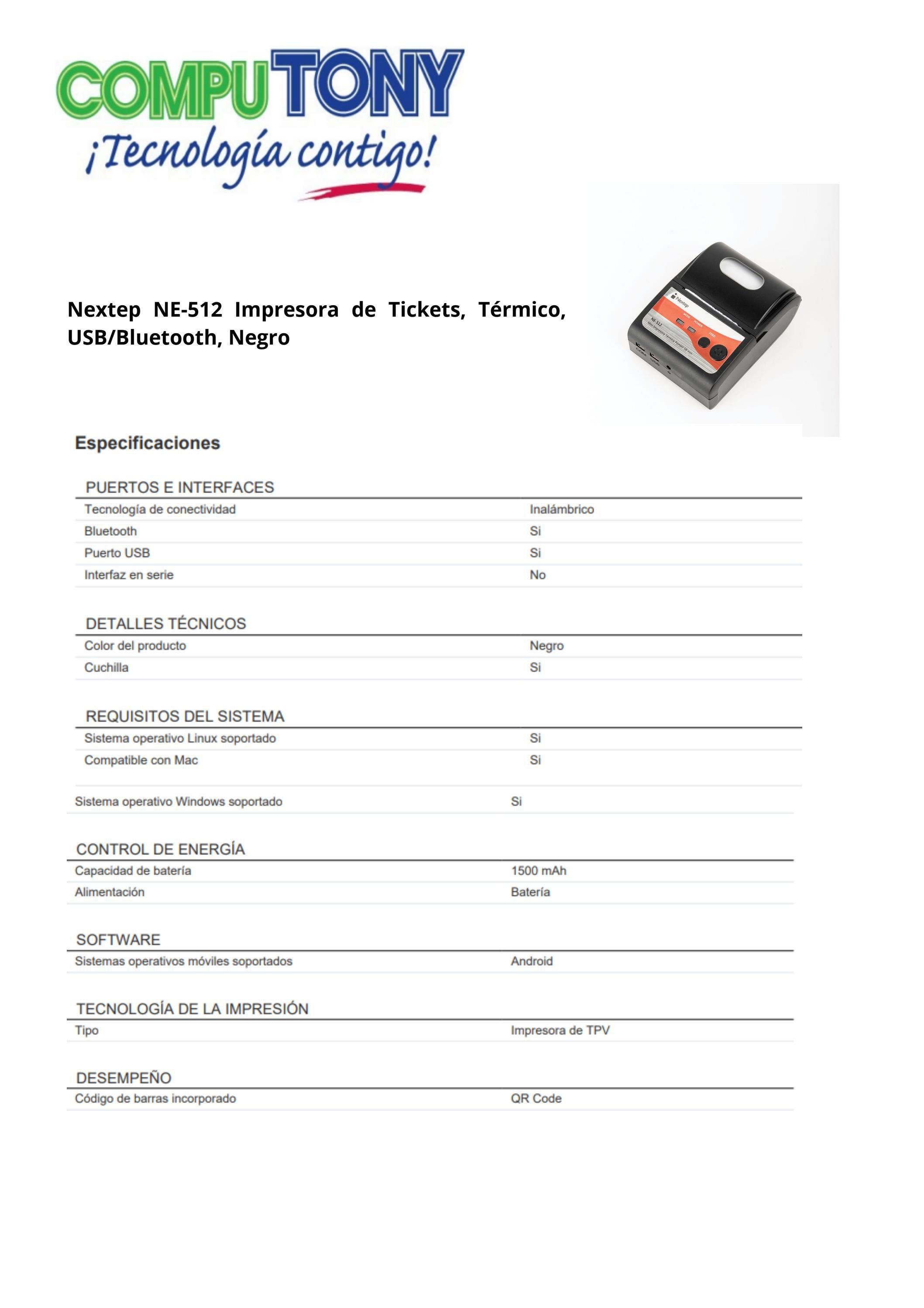 Impresora Térmica Portátil Negro para Rollo de 58 mm con Bluetooth y ...