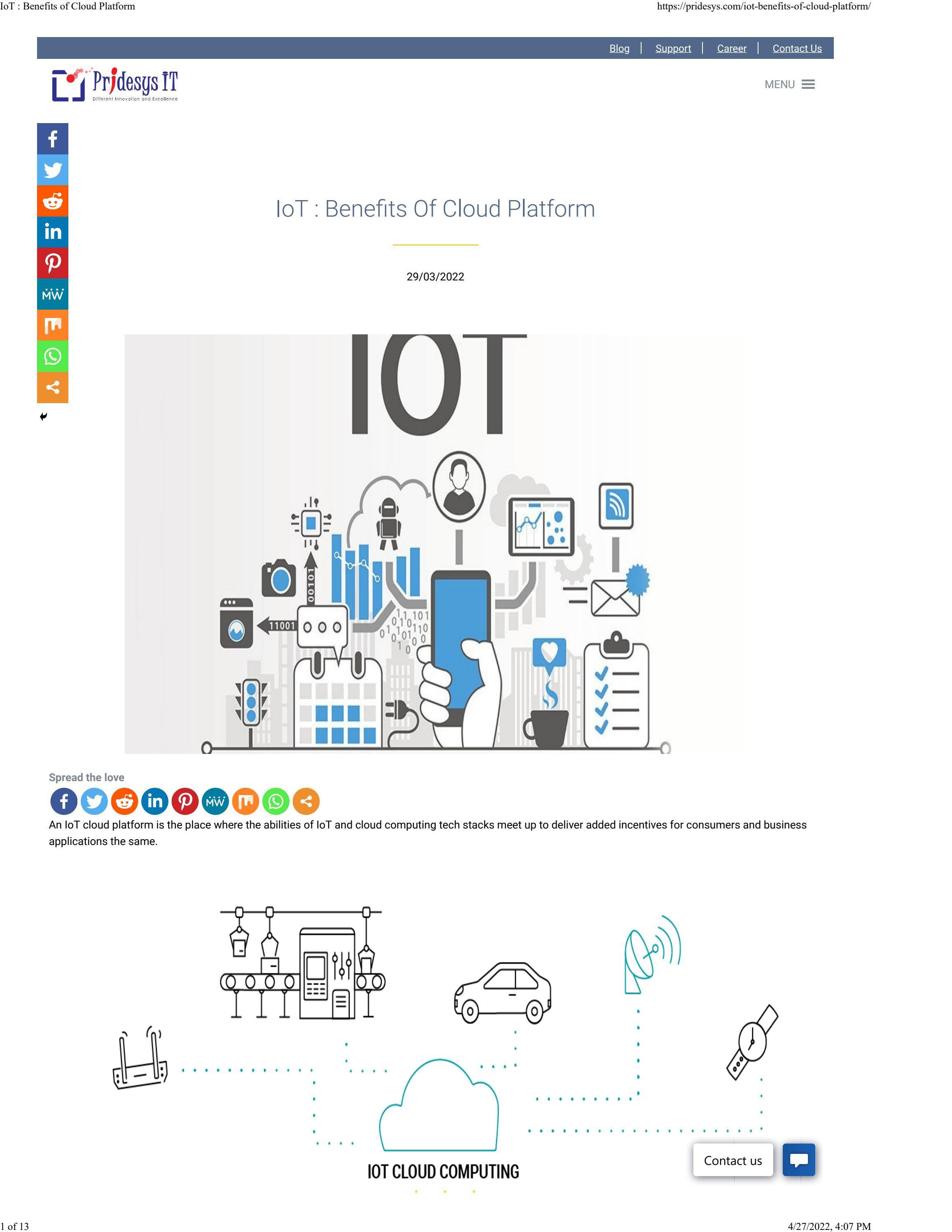 IoT : Benefits of Cloud Platform by Pridesys IT Ltd - Issuu