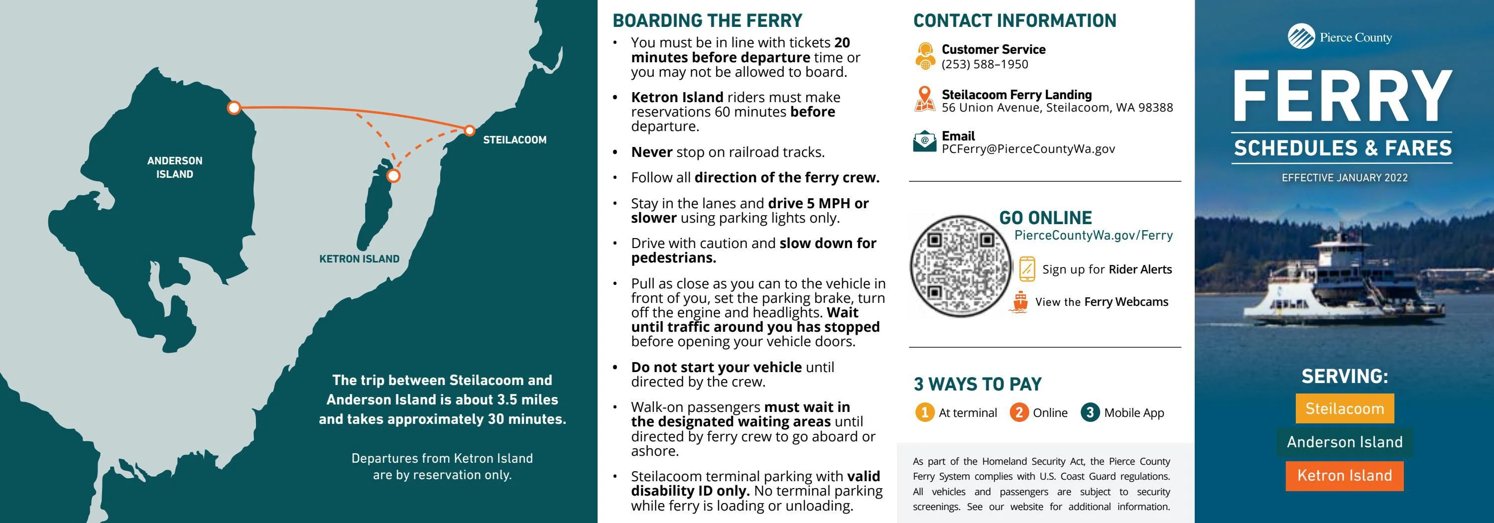 Ferry Schedules and Fares Pamphlet 2022 by Pierce County Parks - Issuu