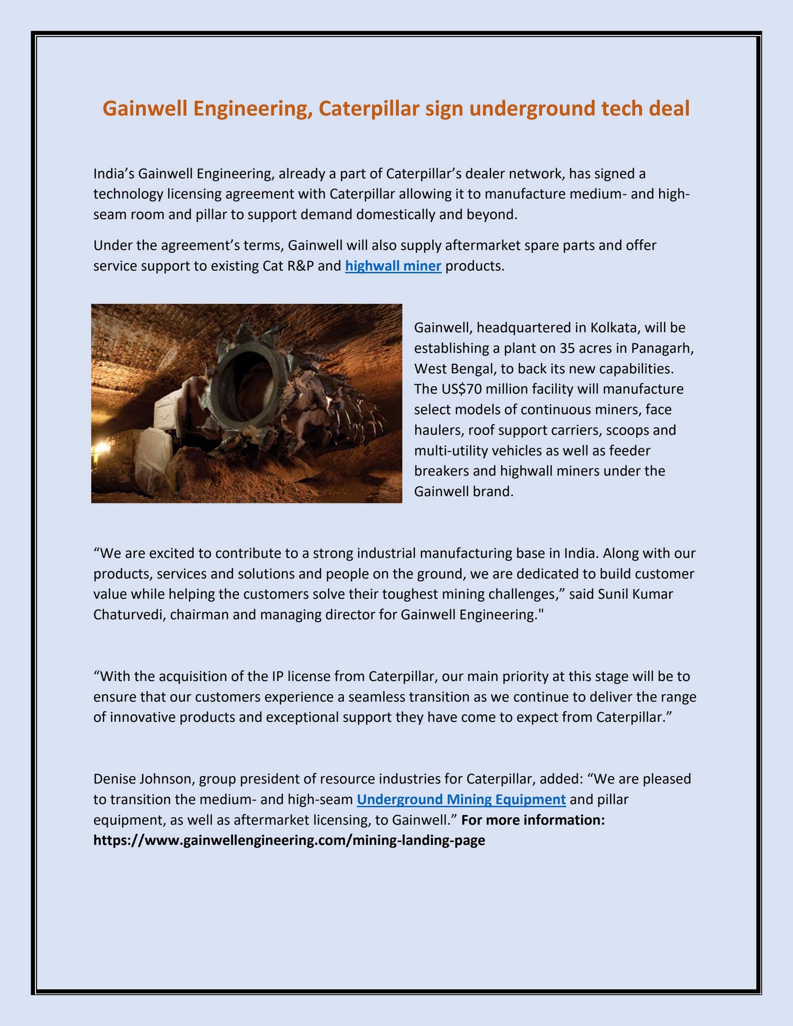 Gainwell Engineering, Caterpillar sign underground tech deal by Mining ...