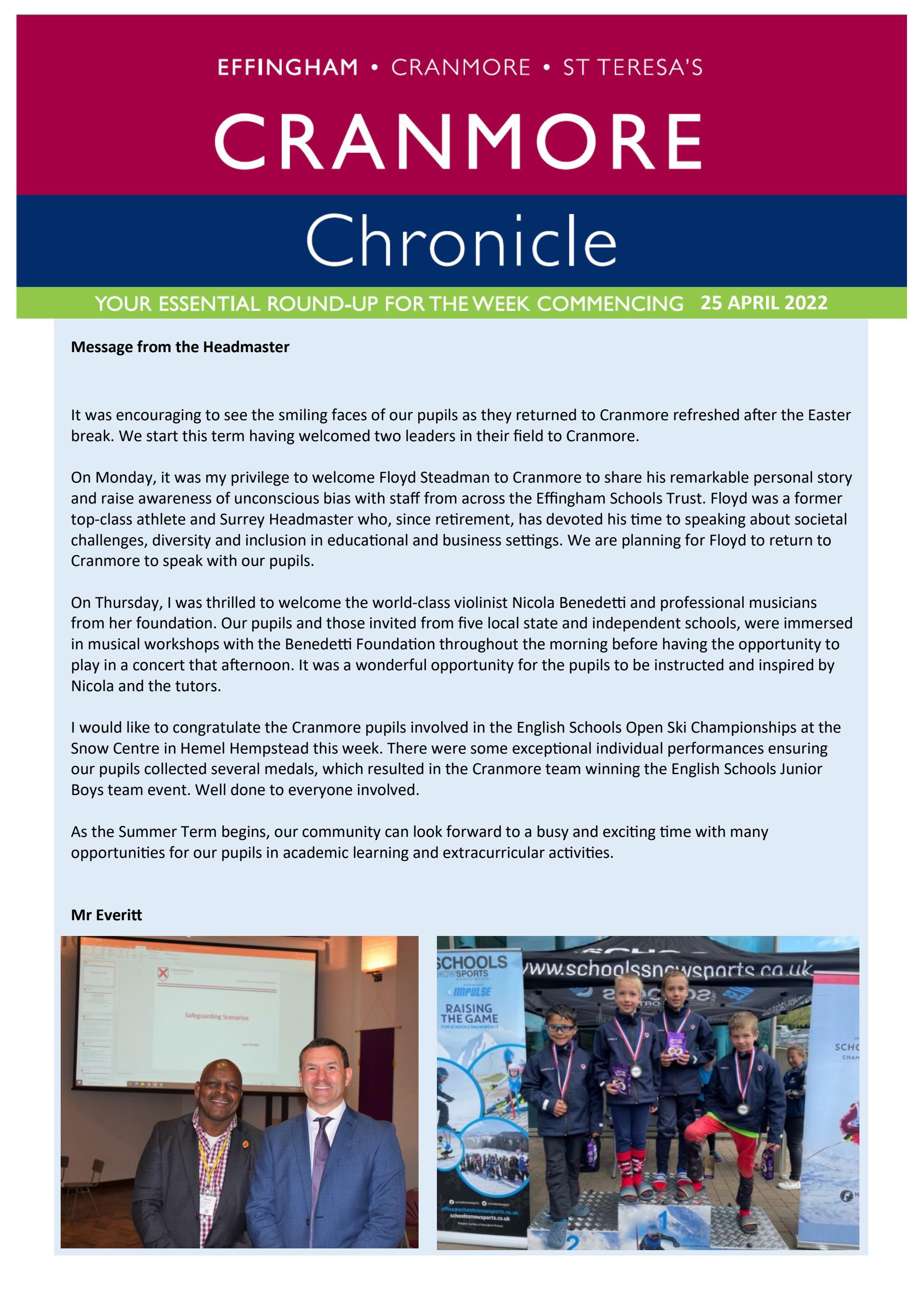 Cranmore Chronicle 29 April 2022 by Effingham Schools Trust - Issuu